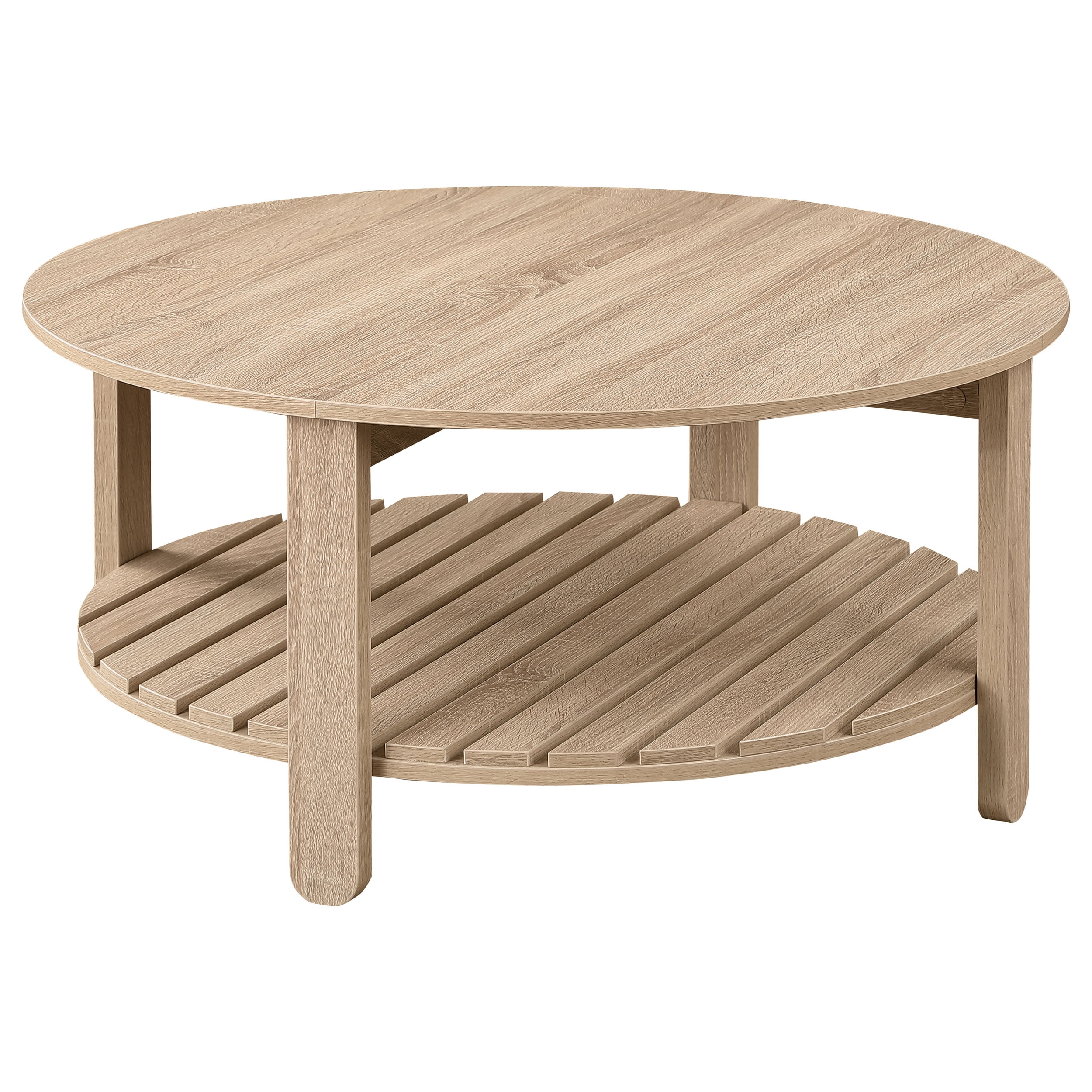 Fowler 1-shelf Round Engineered Wood Coffee Table Natural - Walmart.com