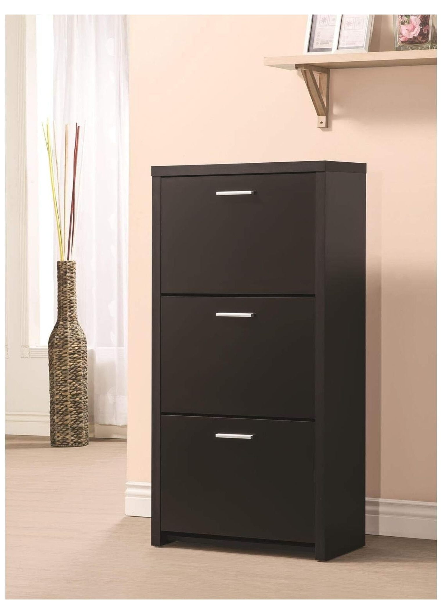 Coaster Furniture 3-Drawer Tall Shoe Cabinet Black 900604 - Walmart.com