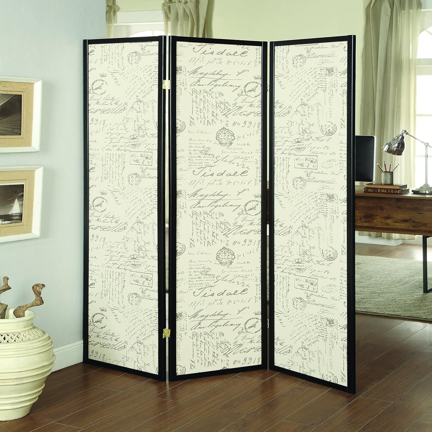 Coaster Furniture 3-Panel Screen French Script and Black 900074 - Walmart.com