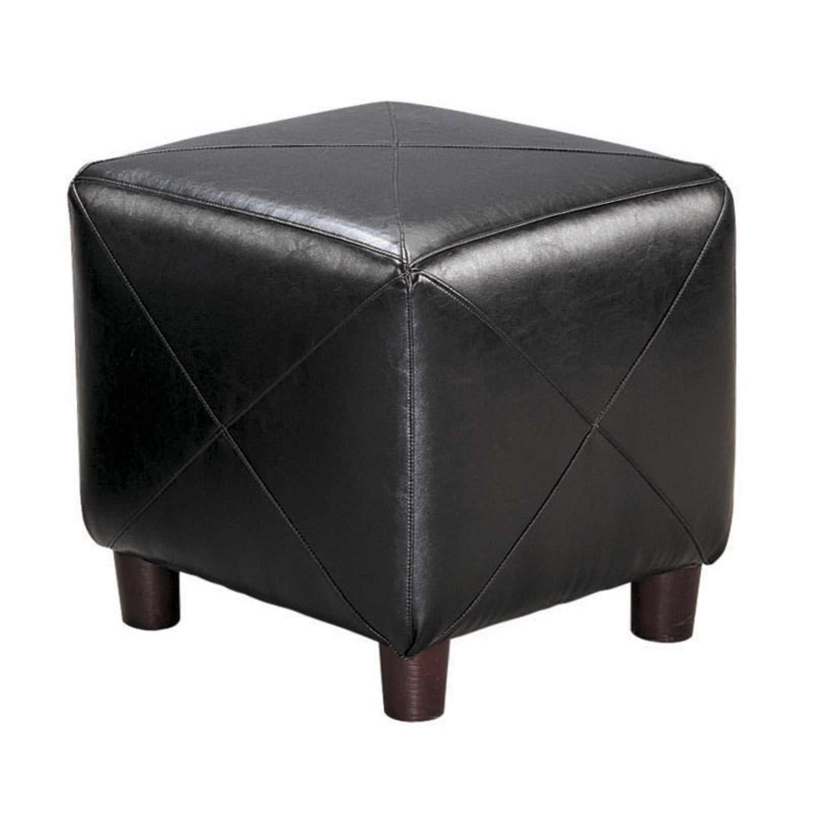 Coaster Contemporary Faux Leather Cube Ottoman in Black - Walmart.com
