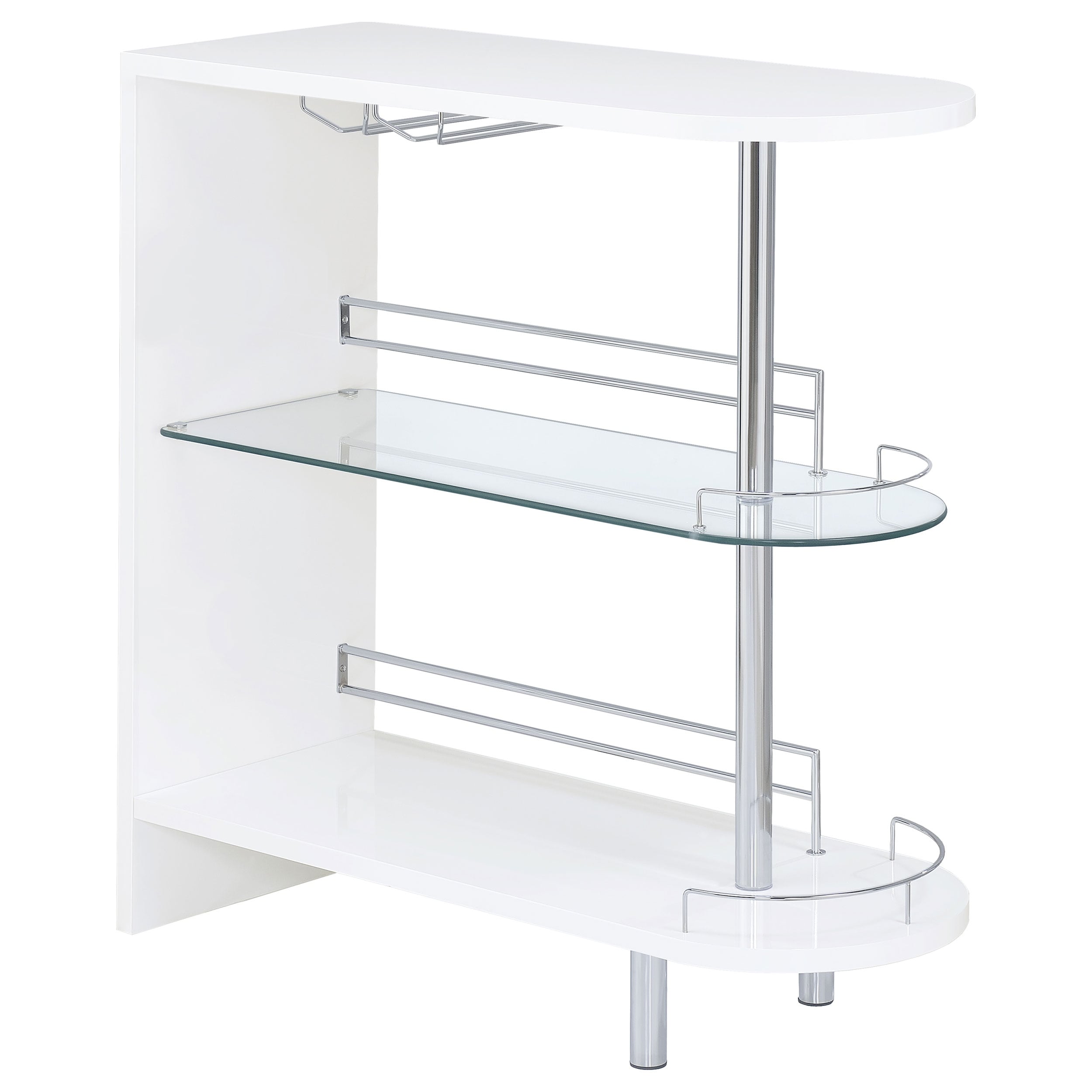 Coaster Adolfo Rectangular 2-tier Home Bar Table White High Gloss/Clear ...