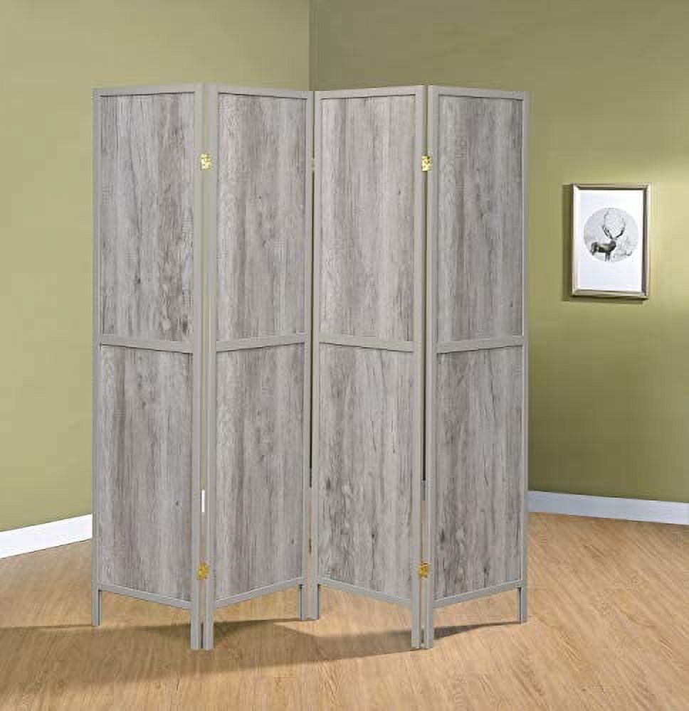 Coaster Furniture Folding Screen Grey Driftwood 4-Panel 961415 ...