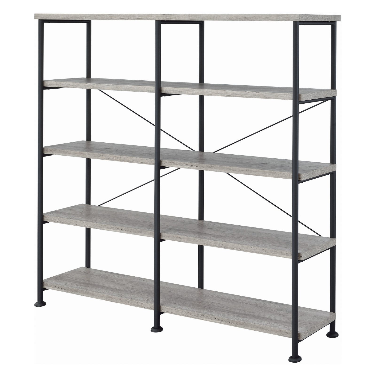 Coaster Furniture Rustic Industrial 4 Shelf Decorative Double Bookcase ...