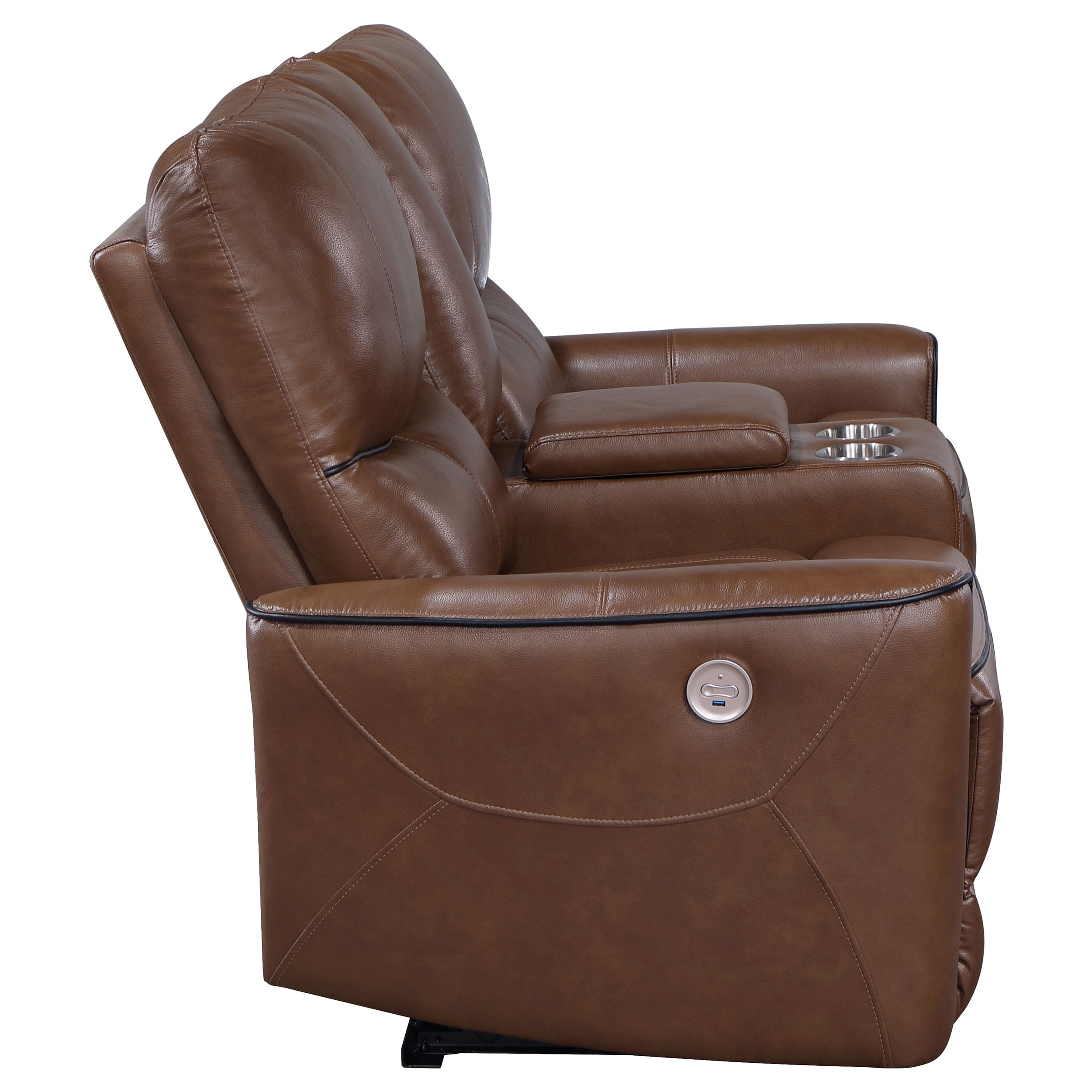 Coaster Greenfield Faux Leather Power Reclining Loveseat Console Saddle ...