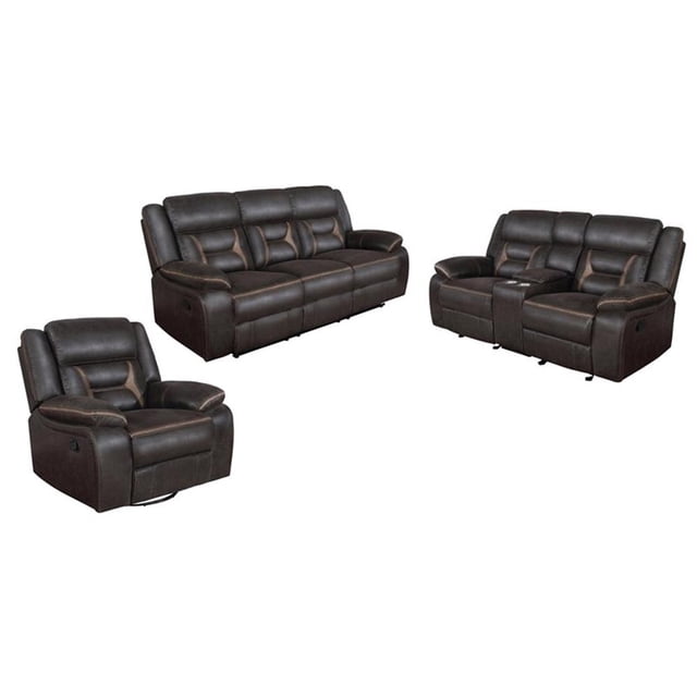 Coaster Greer 3-piece Faux Leather Upholstered Motion Living Room Set ...