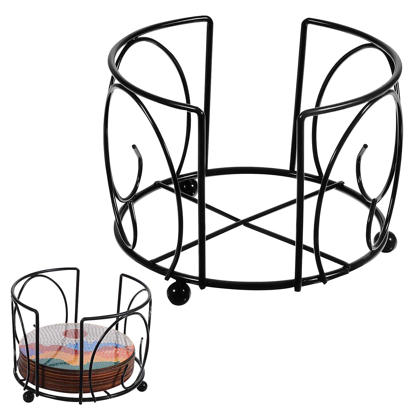 Coaster Holder Only Black Round Rack Iron Frame Storage Container ...