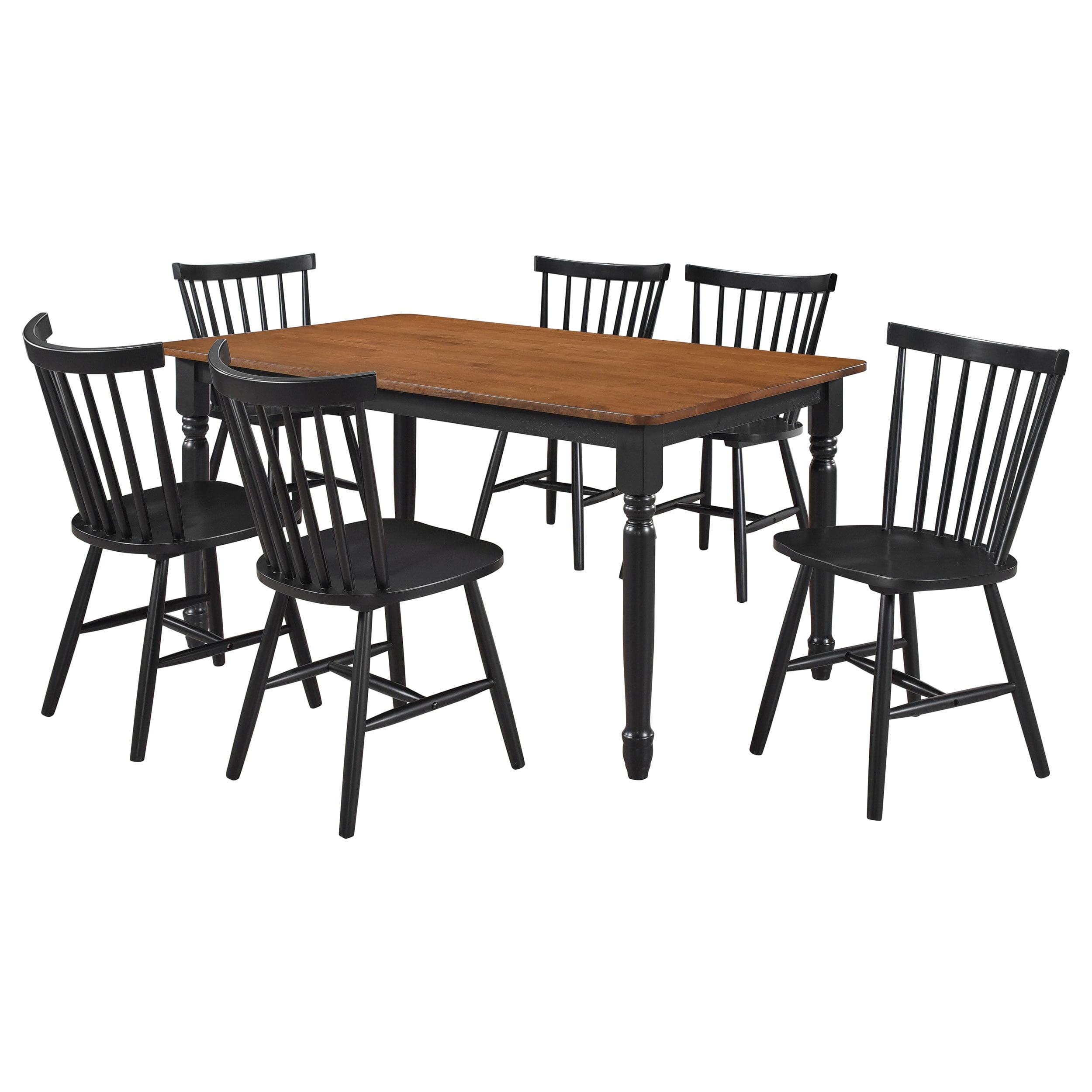 Hollyoak 7-piece Rectangular Dining Set Walnut and Black - Walmart.com