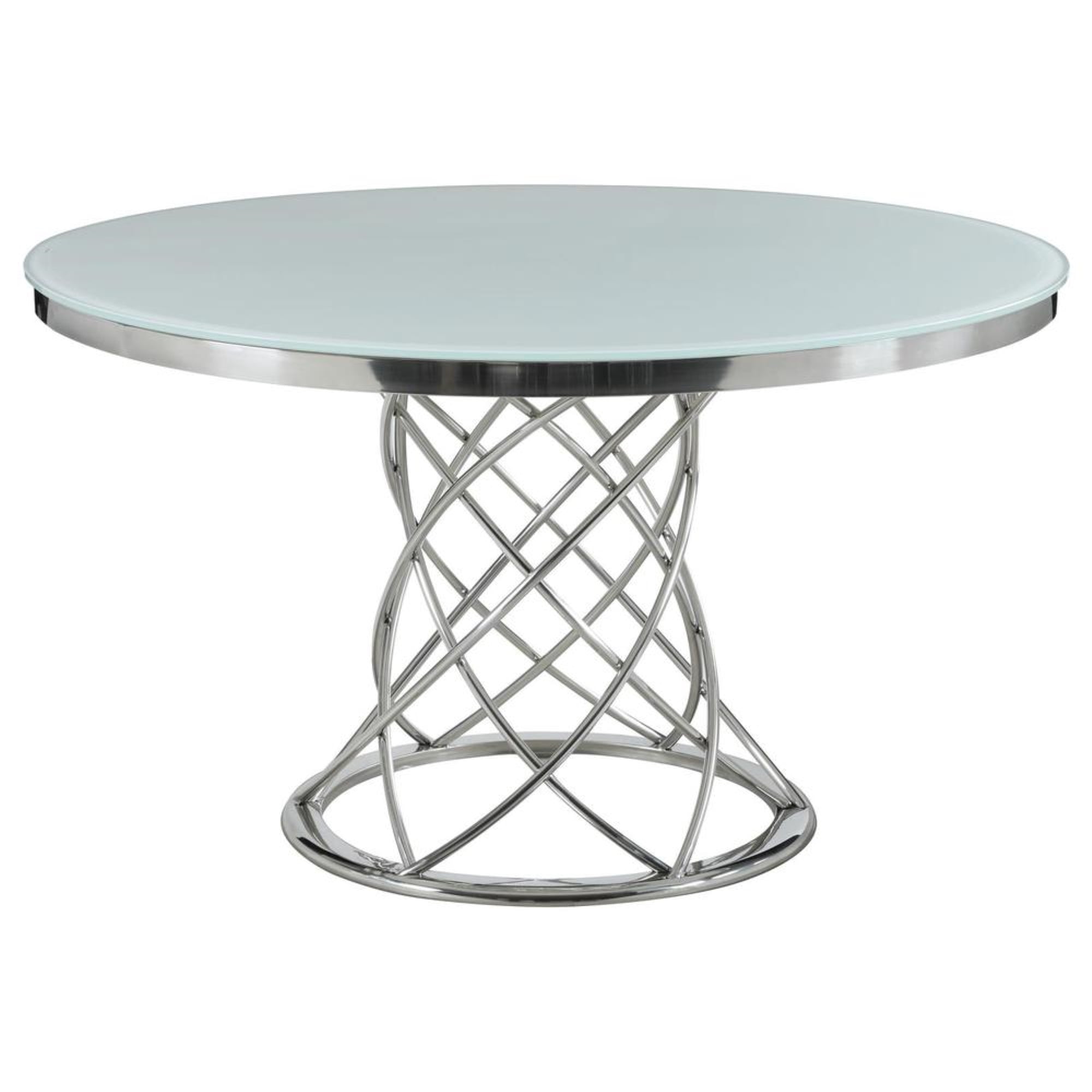 Irene Round Glass Top Dining Table White and Chrome - Walmart.com