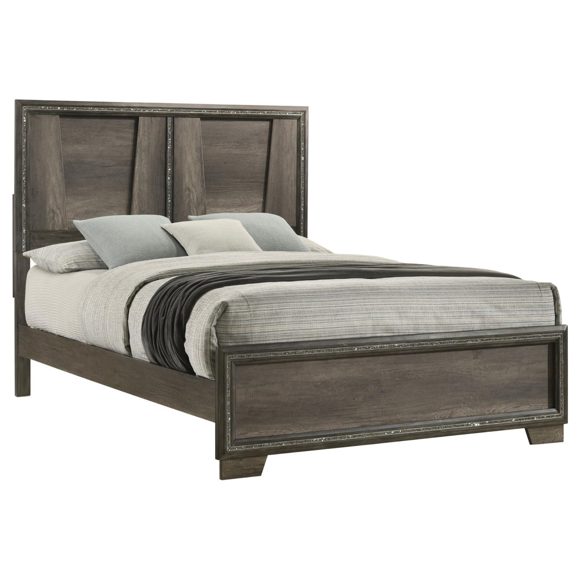 Coaster Janine Transitional Wood Frame Eastern King Panel Bed in Gray ...