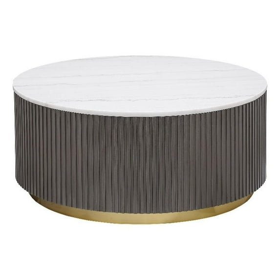 Jason Round Marble Top Coffee Table White and Charcoal - Walmart.com