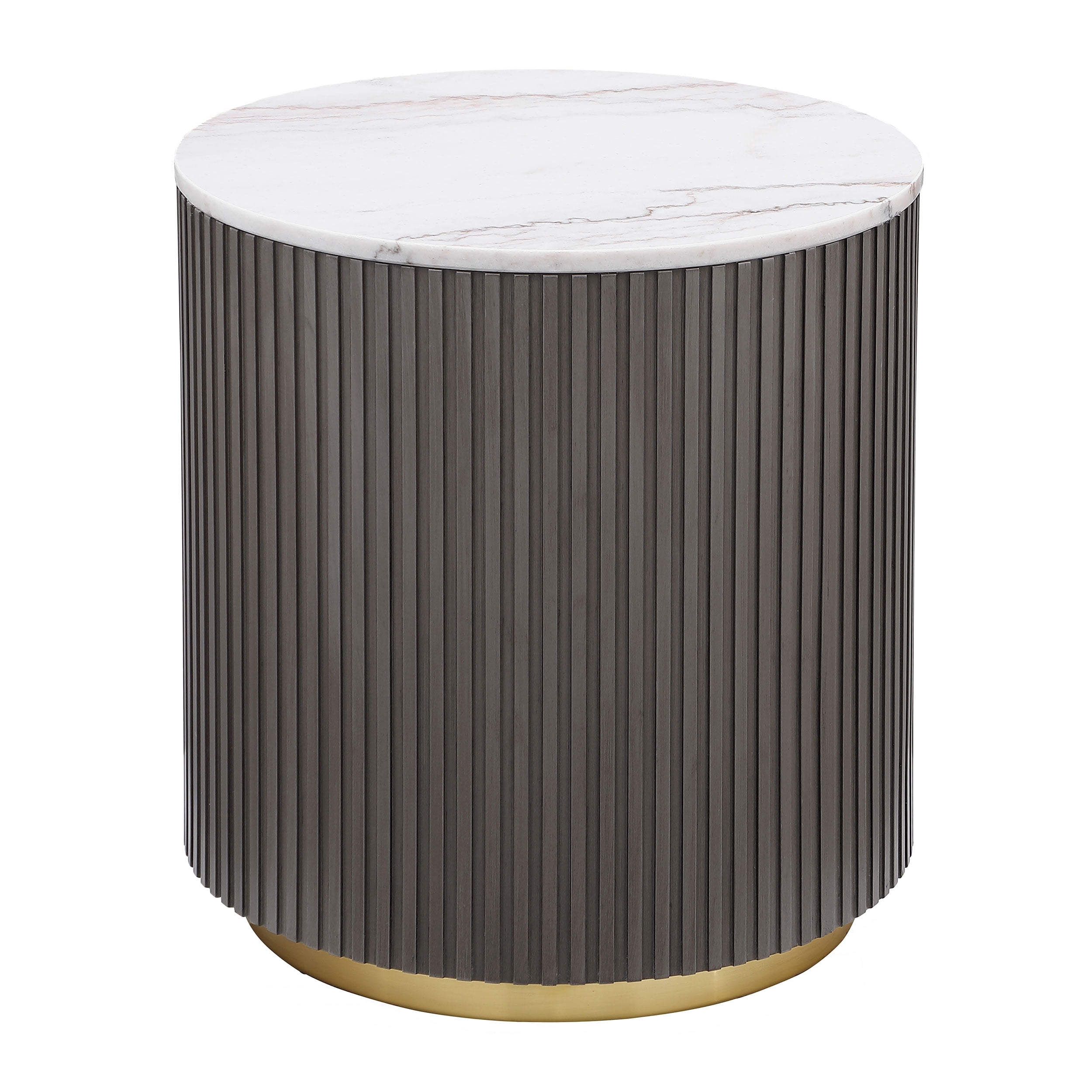 Jason Round Marble Top Side End Table White and Charcoal - Walmart.com