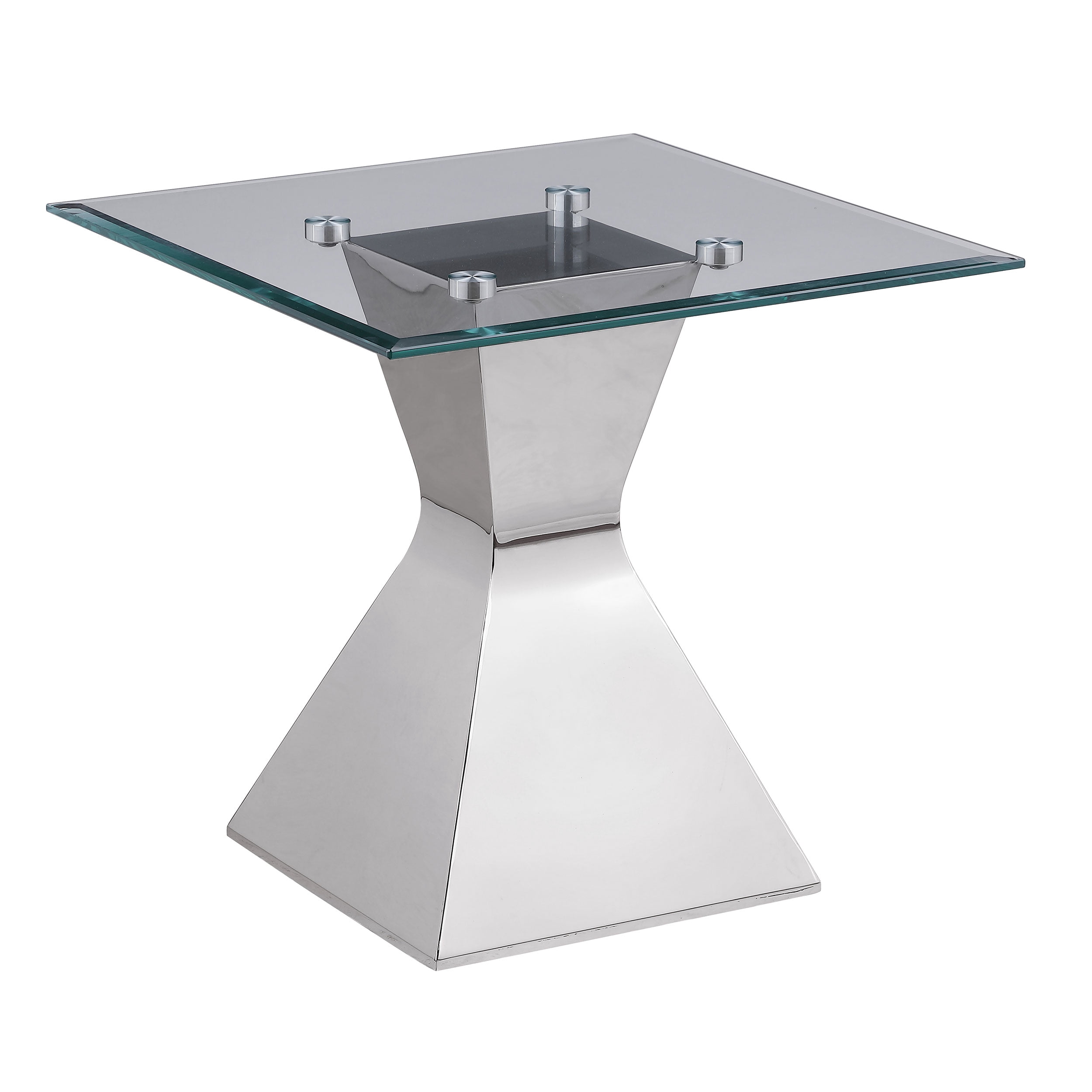 Jenny Glass Top Stainless Steel Side End Table Chrome - Walmart.com