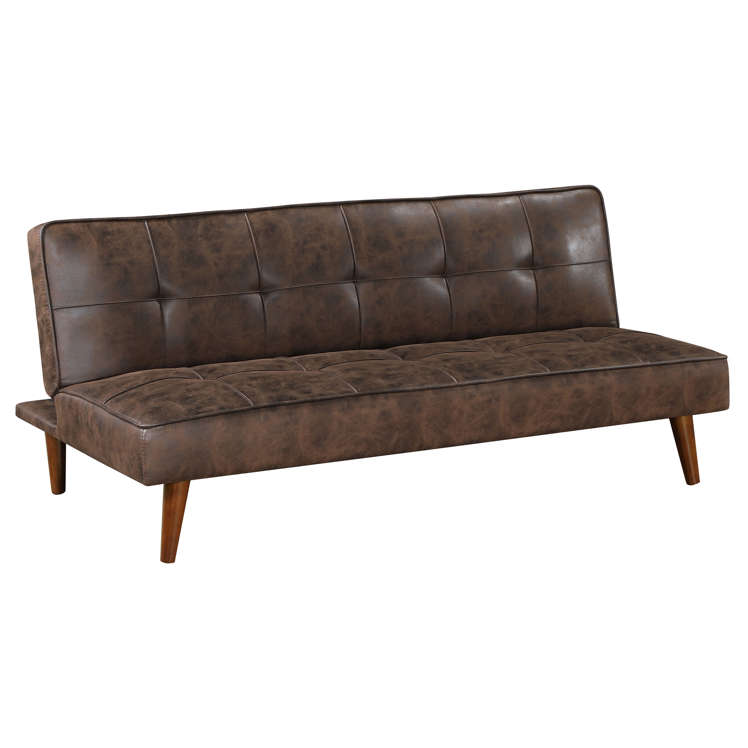 Jenson Upholstered Tufted Convertible Sofa Bed Dark Coffee - Walmart.com