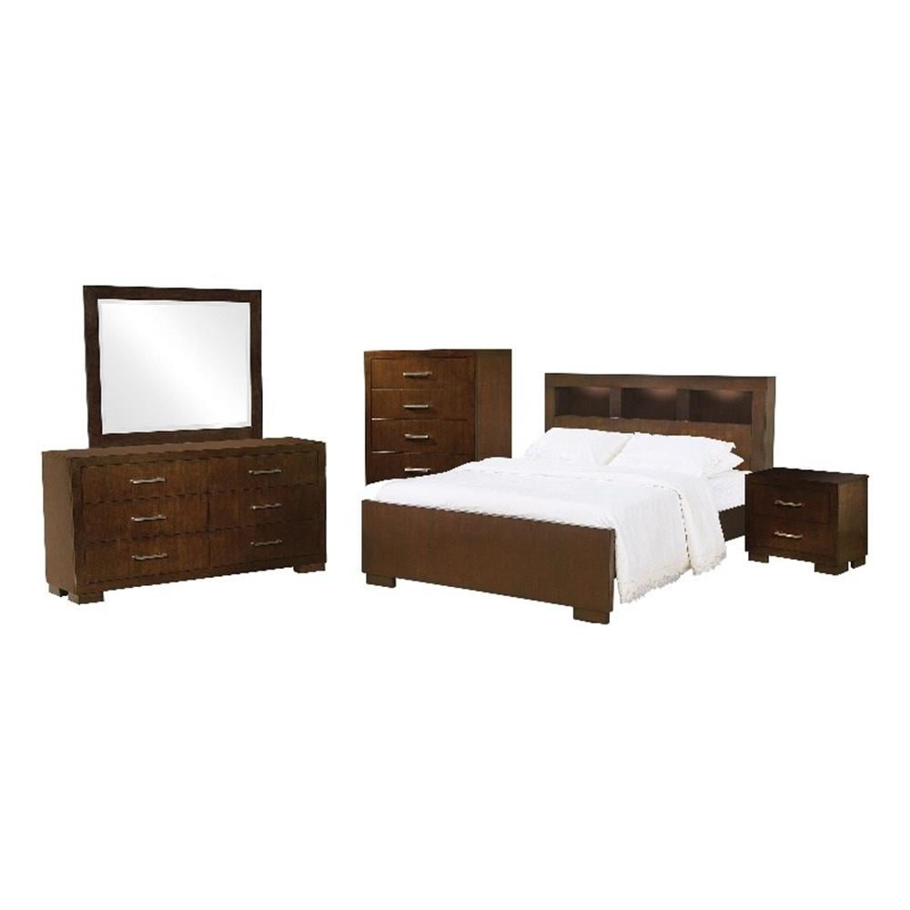 Jessica Bedroom Set with Bookcase Headboard Cappuccino - Walmart.com