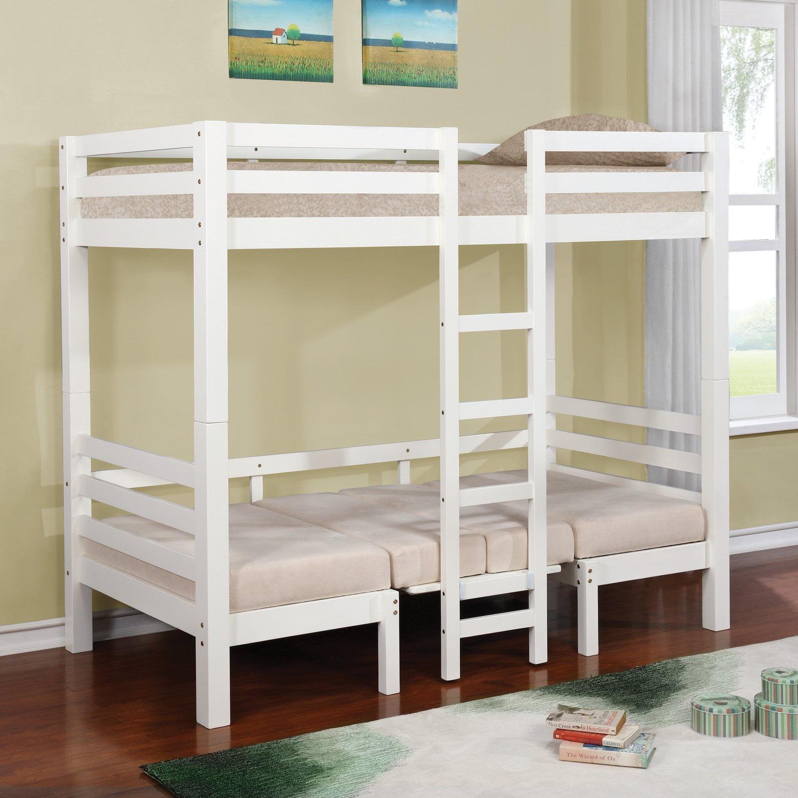 Coaster Joaquin convertible loft bed, twin over twin in white with ...