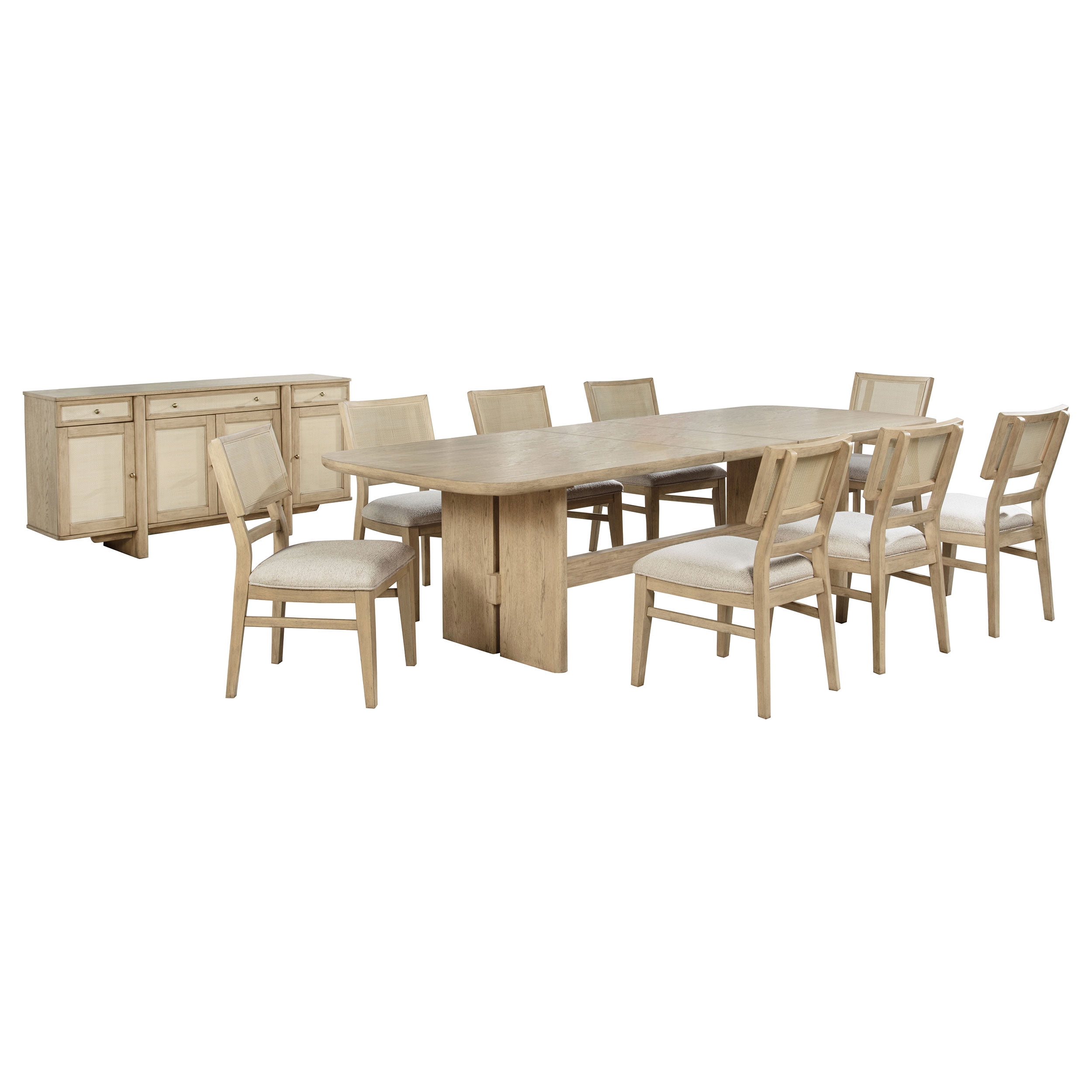 Kailani 10-piece Wood Dining Set with Sideboard Beige Oak - Walmart.com