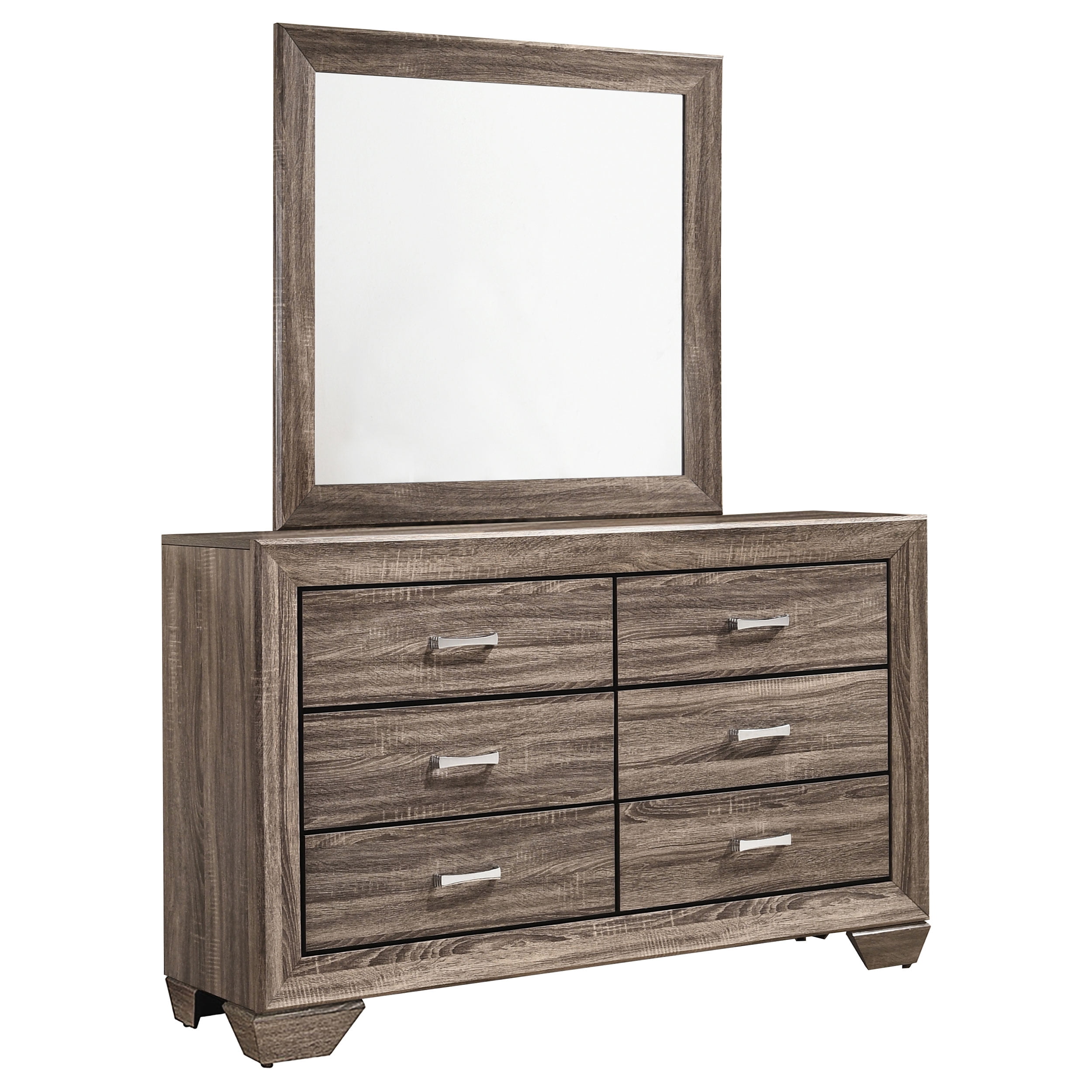 Coaster Kauffman 6-drawer Wood Dresser with Mirror Washed Taupe ...