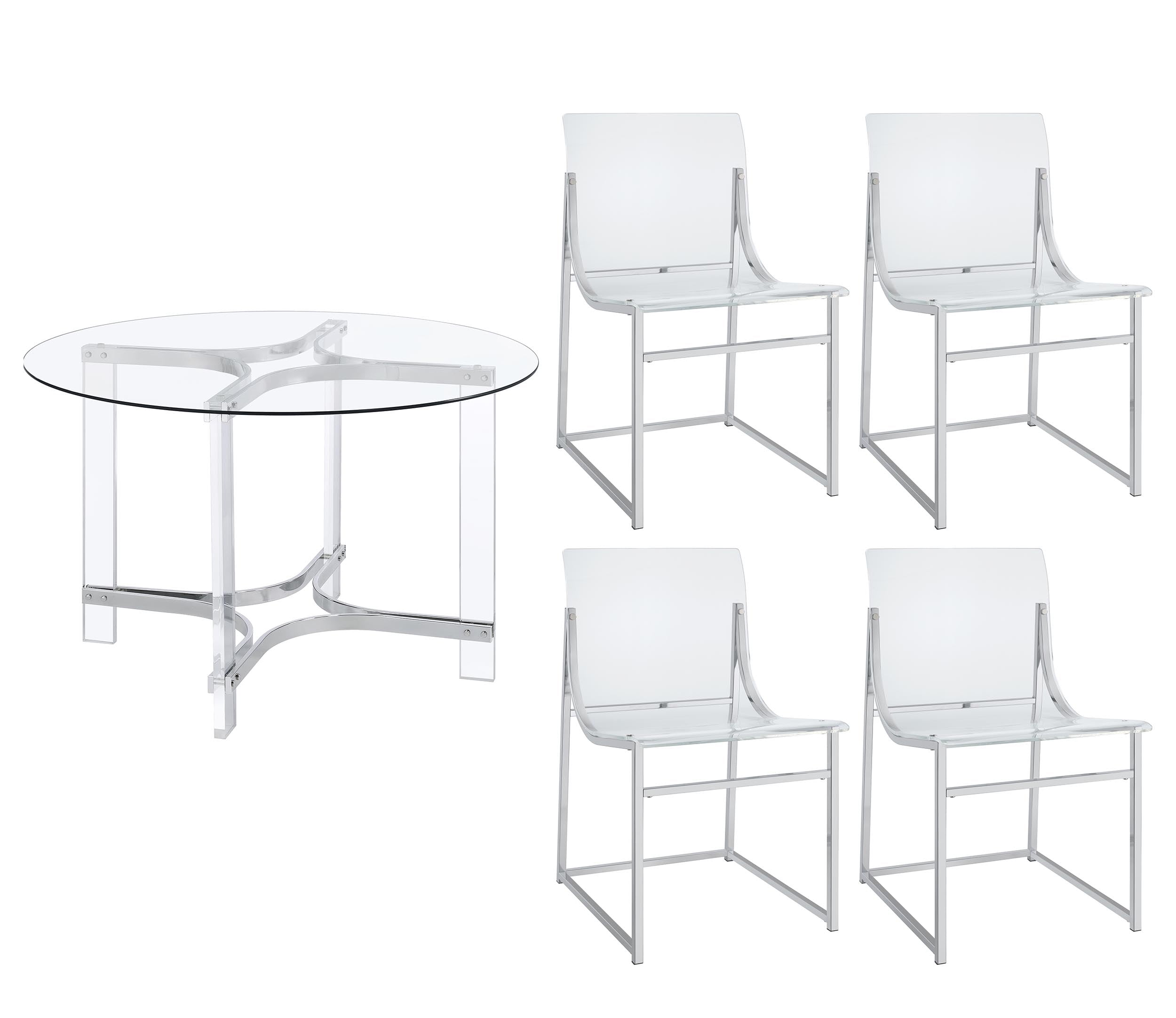 Keeling 5-piece Round Glass Top Acrylic Dining Set Chrome - Walmart.com