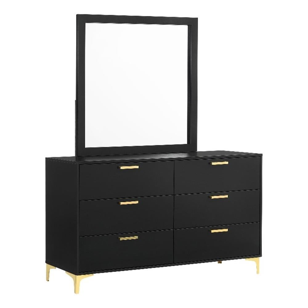 Coaster Kendall 6-drawer Wood Dresser with Mirror Black and Gold ...