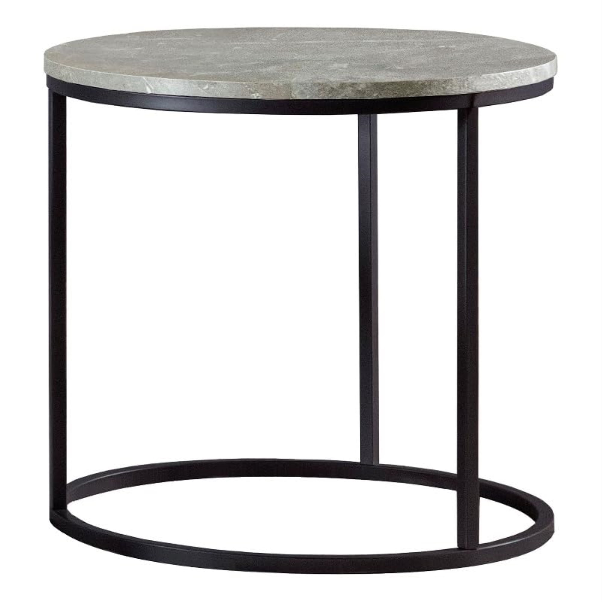 Coaster Lainey Wood Faux Marble Round Top End Table Gray and Gunmetal ...