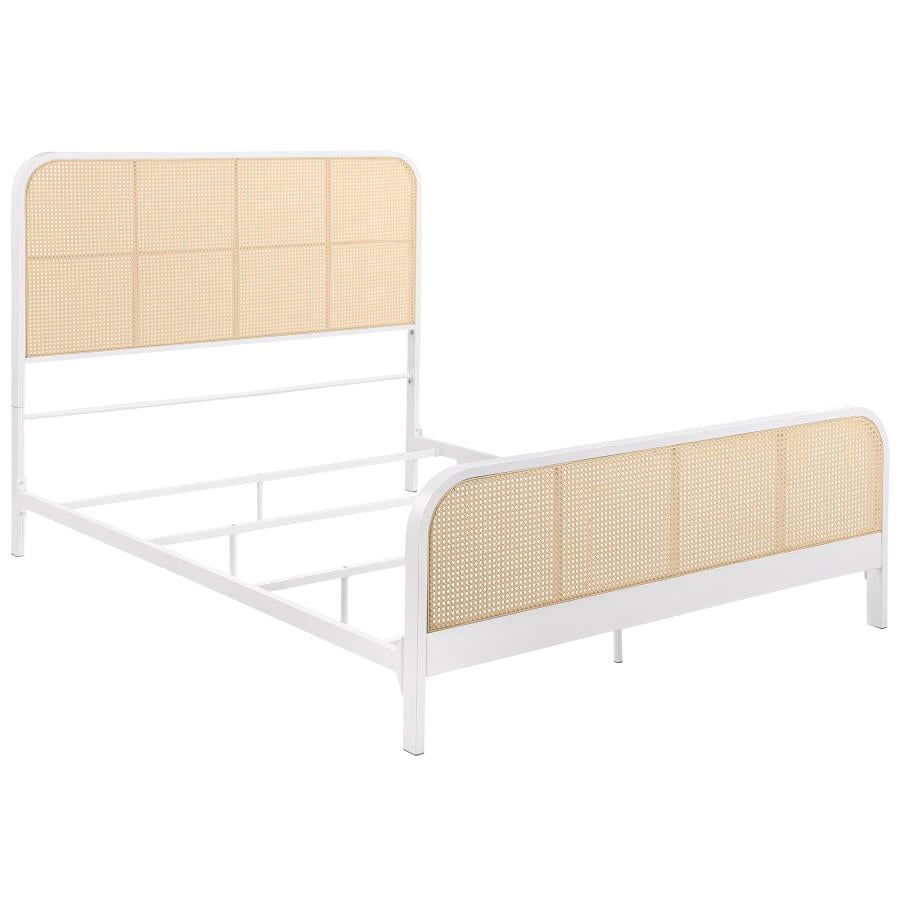 Coaster Lanewood Open Cane Webbing Metal Frame Queen Bed in White ...