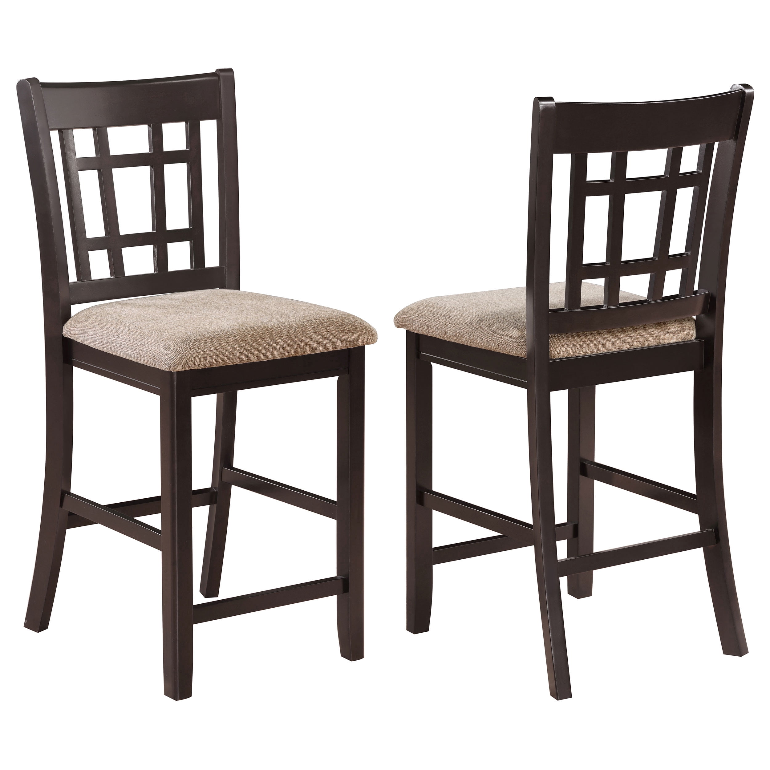 Lavon Armless Counter Stools, Upholstered Seat, Tan/Espresso - Set of 2 ...