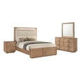 Coaster Leanne 4-Piece Wood Queen LED Bedroom Set in Light Oak/Off ...