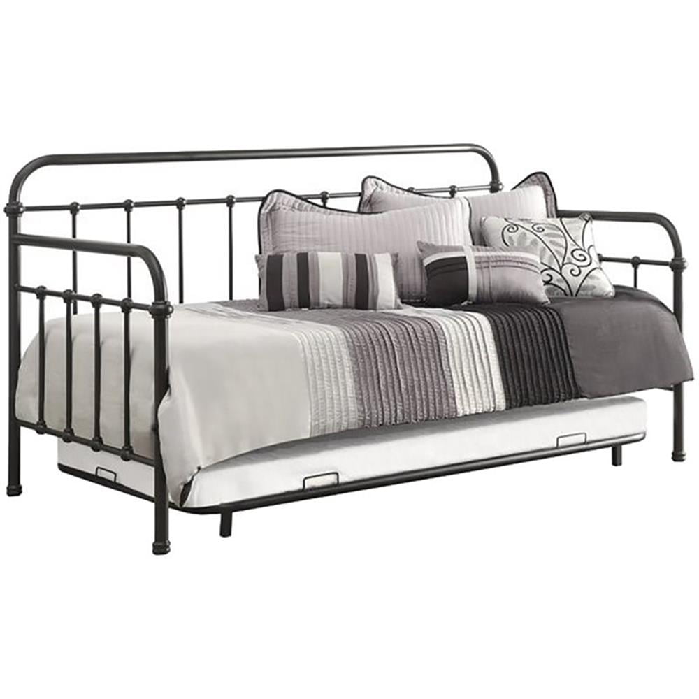 Coaster Livingston Transitional Metal Daybed with Trundle in Dark ...