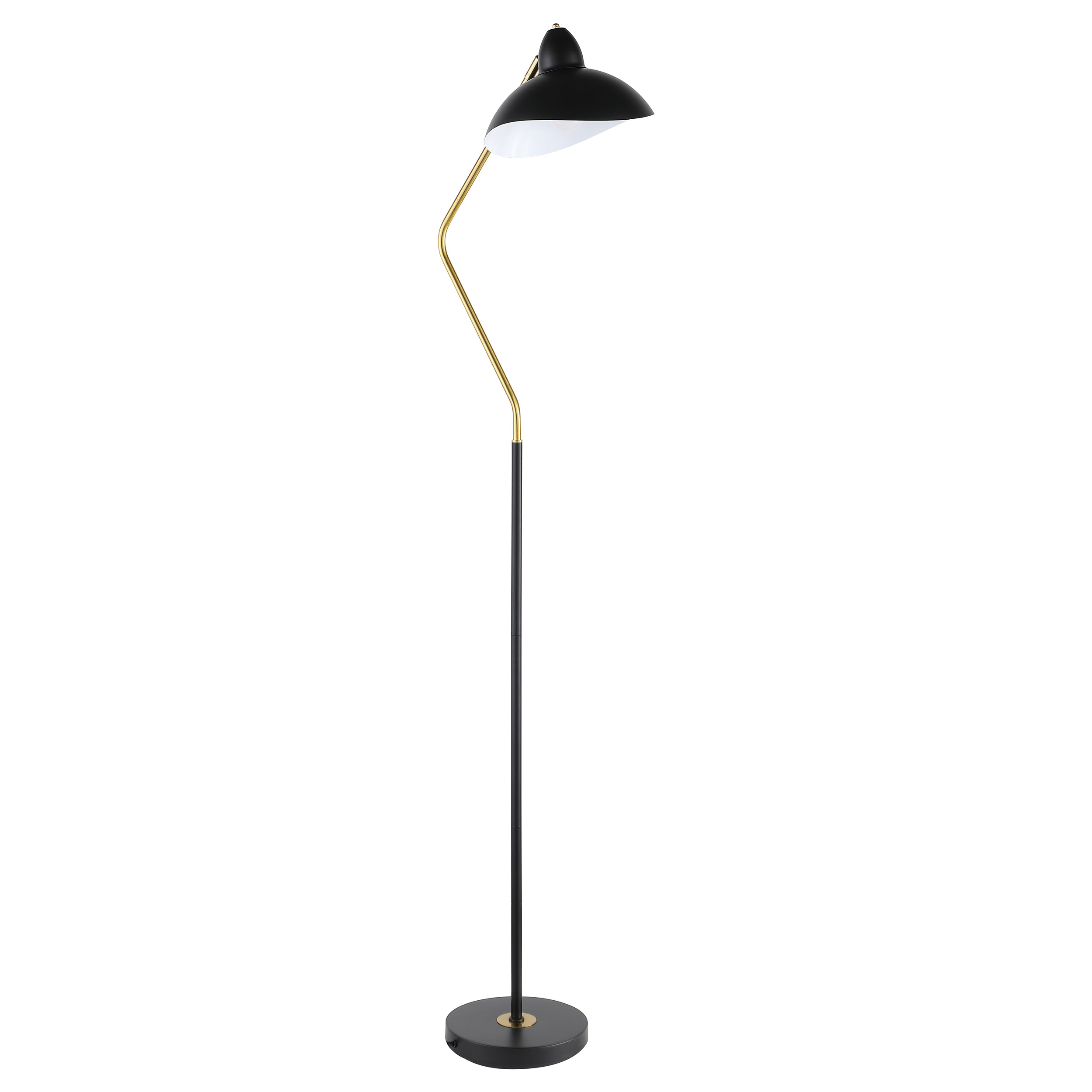 Coaster Lucien Mid-Century Metal Floor Lamp with V-Curved Arm in Black ...