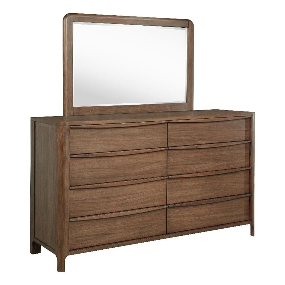 Coaster Maderia 8-Drawer Mid-Century Wood Dresser and Mirror in Walnut ...