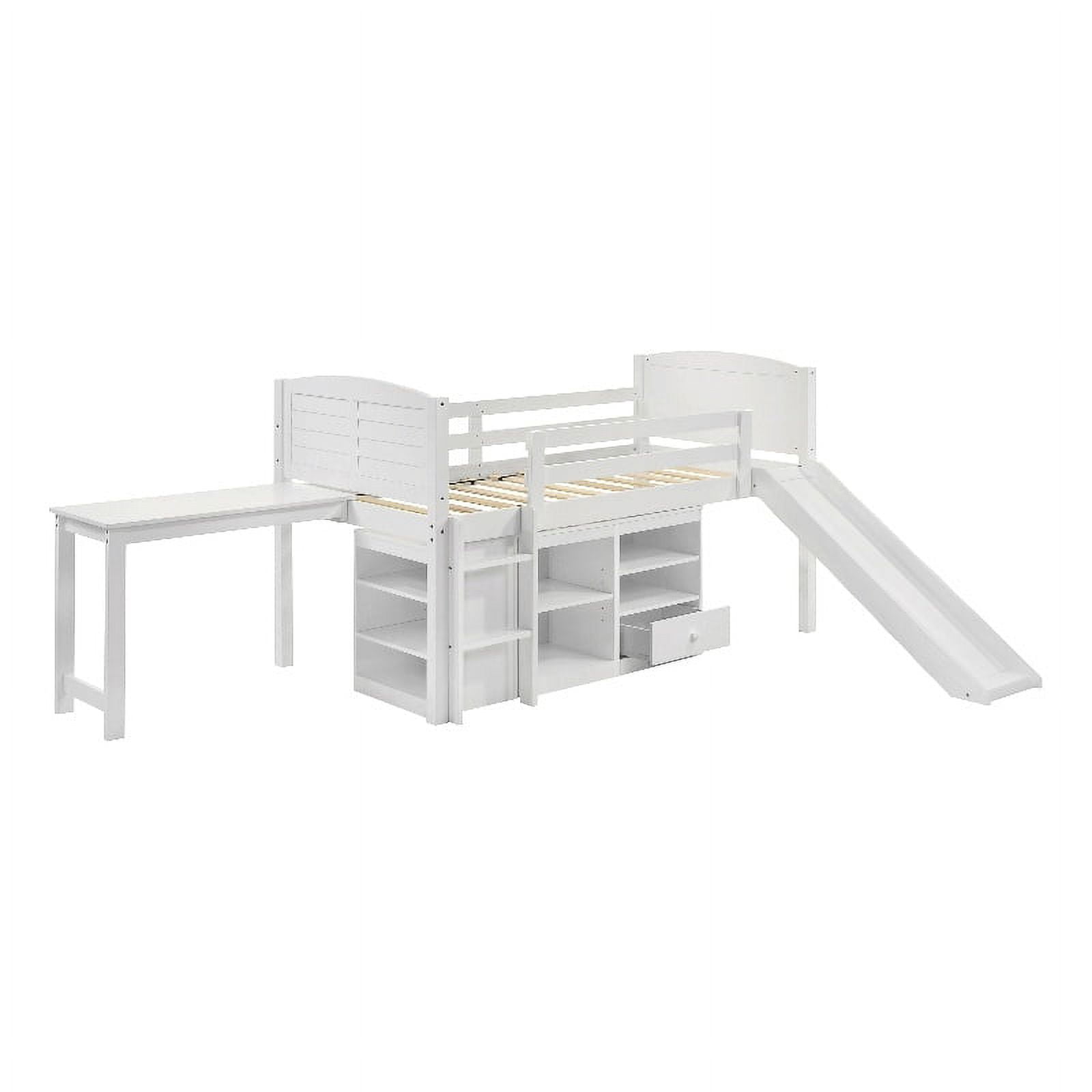 Coaster Millie 118" x 85.25" Wood Twin Workstation Loft Bed with Slide ...
