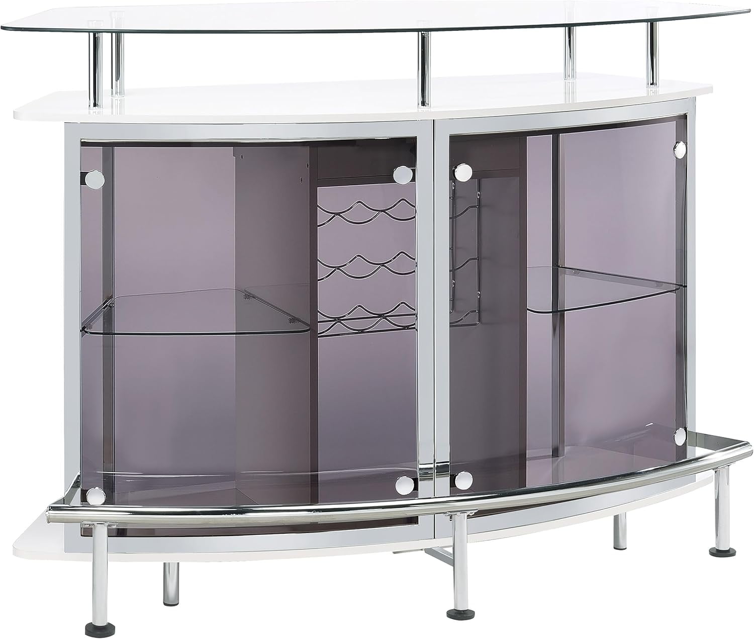 Coaster Modern Home Bar Table Wine Storage Cabinet, Tempered Glass Top ...