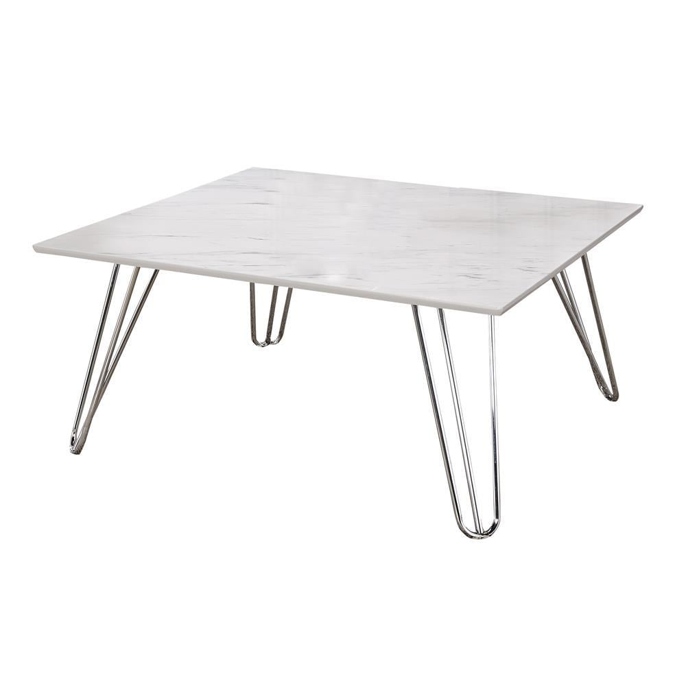 Coaster Modern Wood Hairpin Leg Square Coffee Table in White - Walmart.com