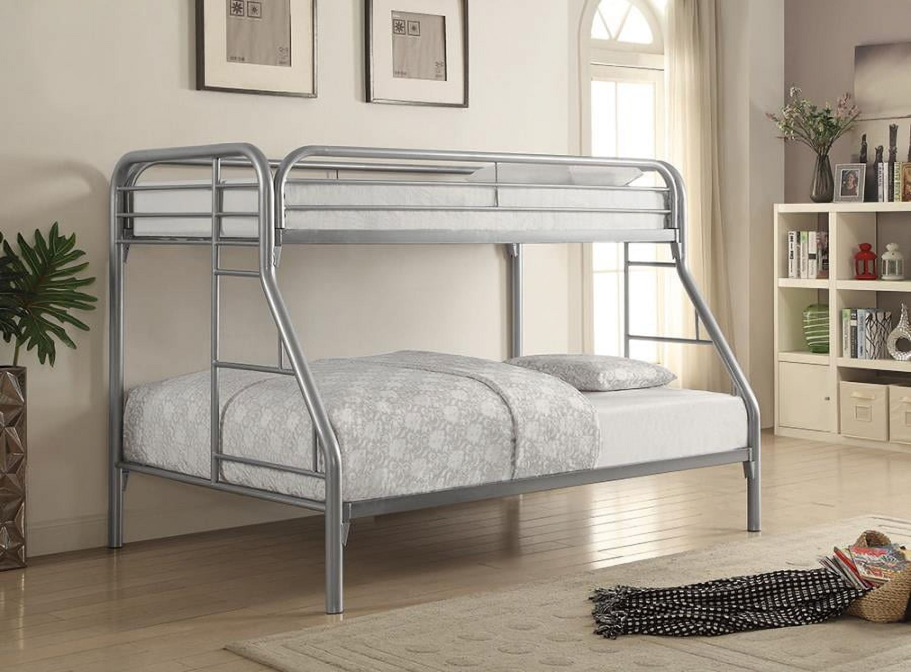 Coaster Morgan Modern Twin Over Full Metal Bunk Bed in Silver Finish ...
