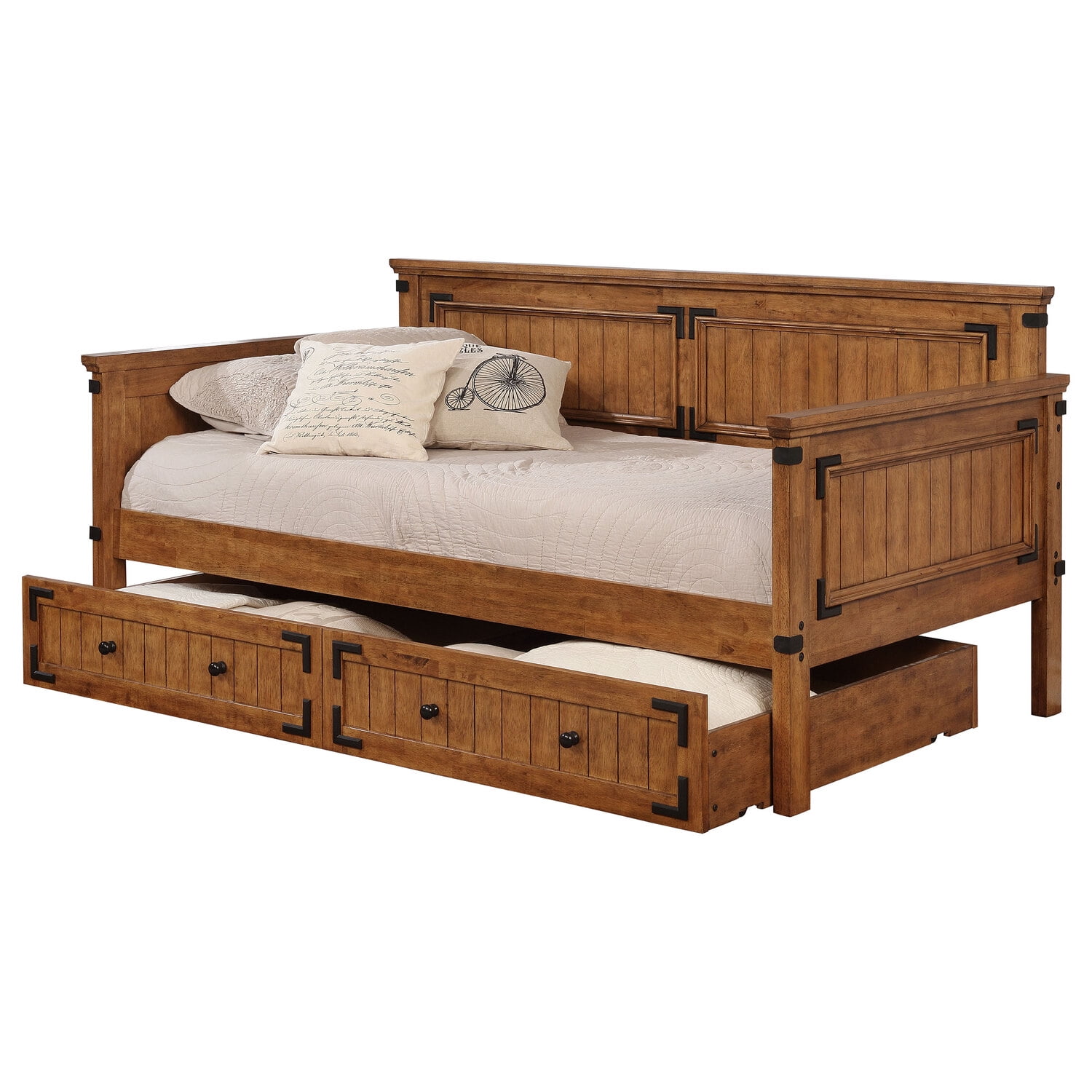 Coaster Oakdale Farmhouse Wood Twin Daybed with Trundle in Brown ...