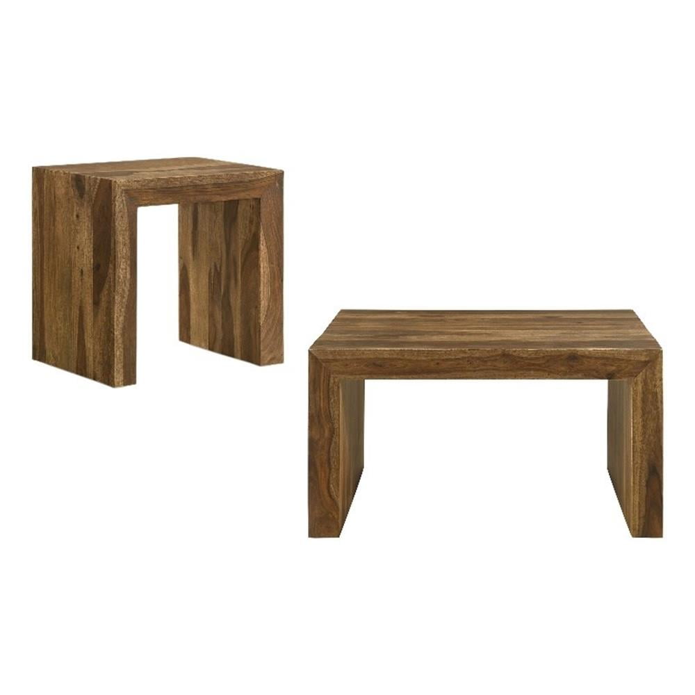 Coaster Odilia 2-Piece Solid Wood Coffee and End Table Set in Auburn ...