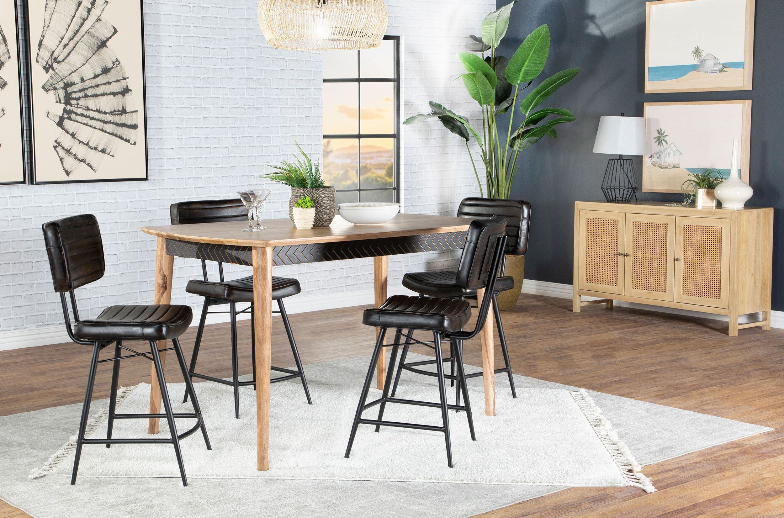 Coaster Partridge 5-piece Wood Counter Height Dining Set in Natural and ...