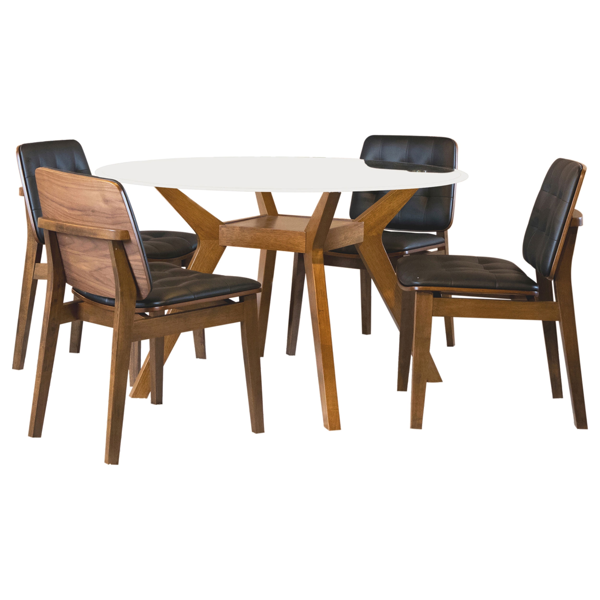 Paxton 5-piece Round Glass Top Dining Table Set Brown - Walmart.com