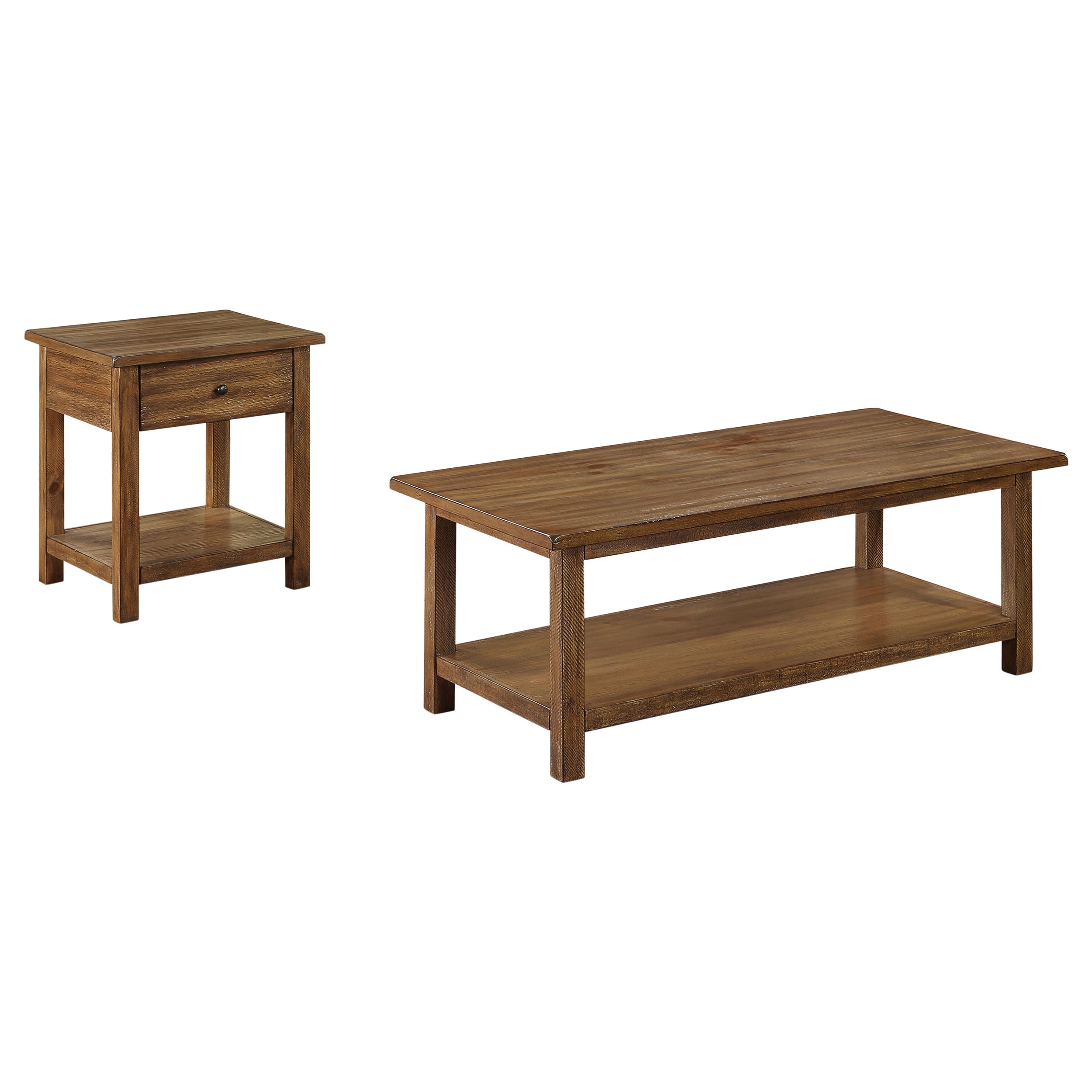Payne 2-piece Coffee and 1-drawer End Table Set Brown - Walmart.com