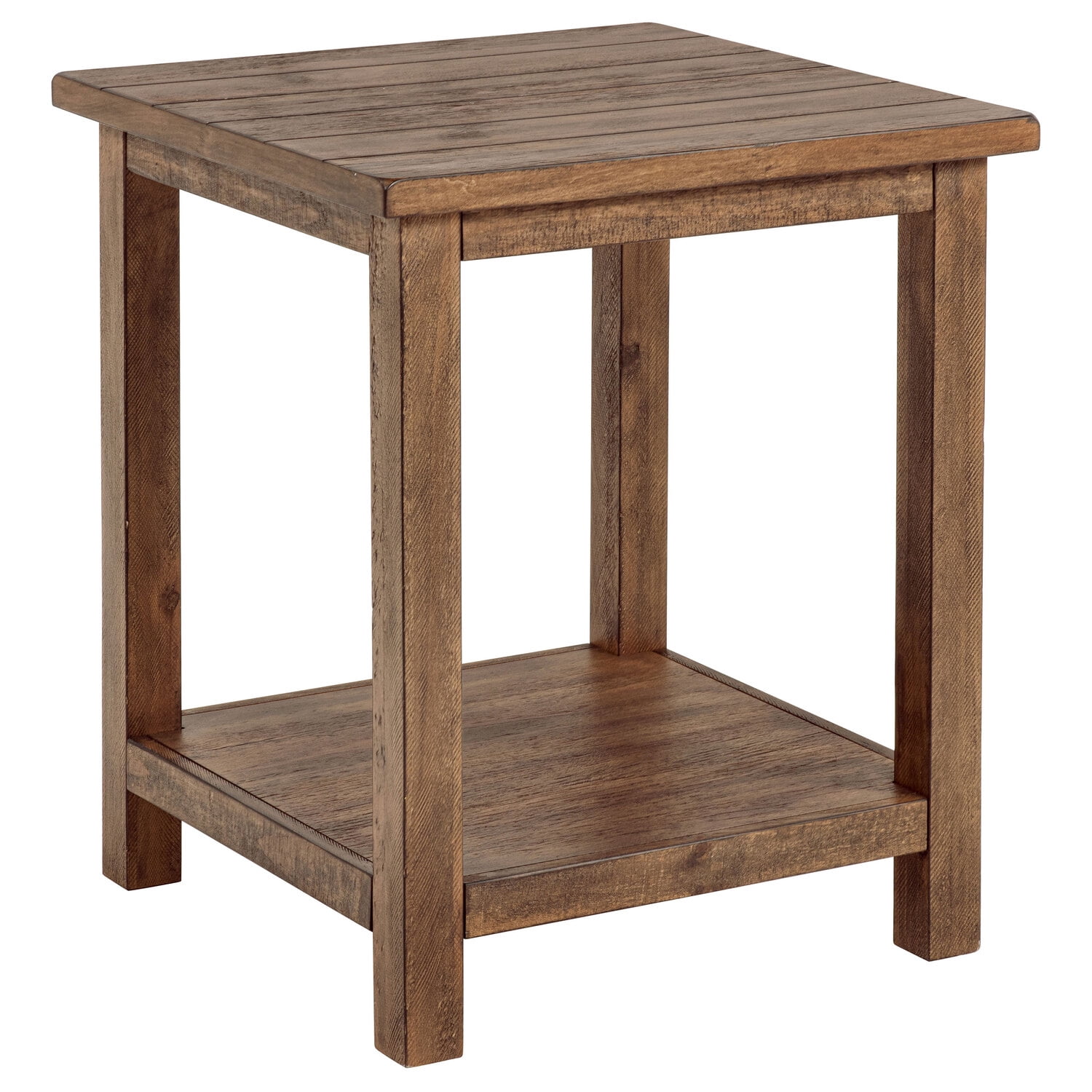 Coaster Payne Square Wood End Table with Shelf in Distressed Brown ...