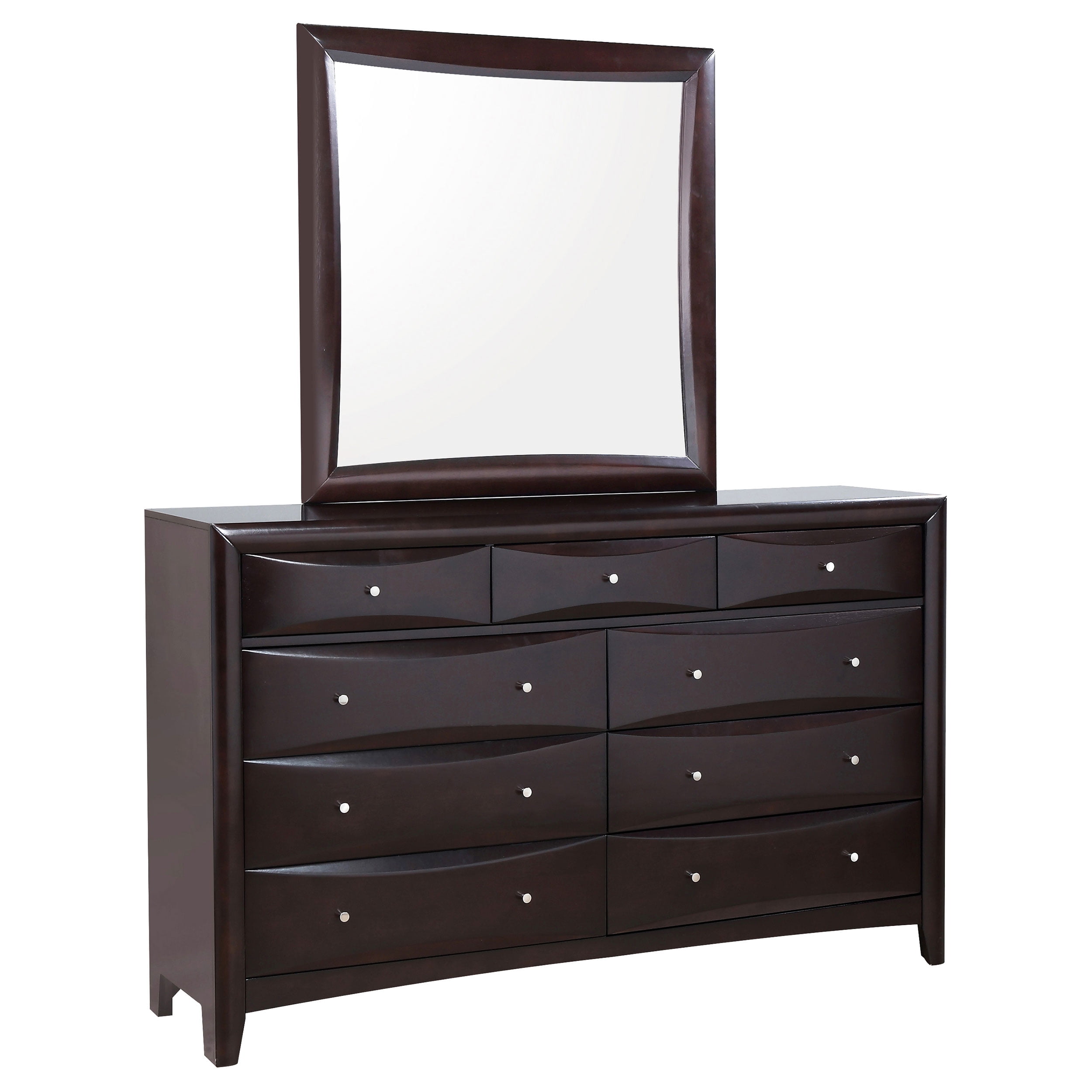Coaster Phoenix 9-drawer Wood Dresser with Mirror Deep Cappuccino ...