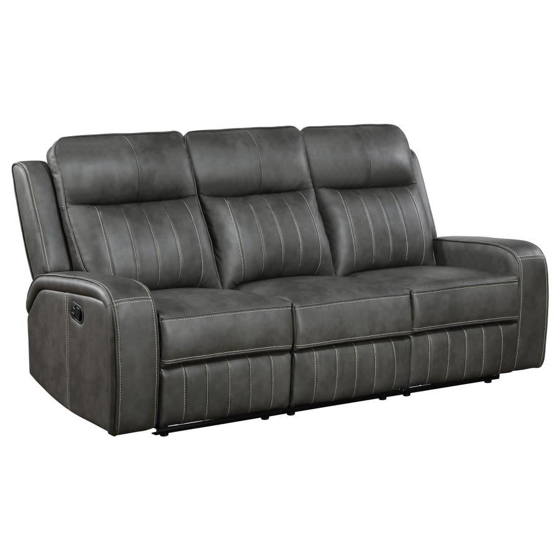 Coaster Raelynn Faux Leather Upholstered Motion Reclining Sofa Gray ...