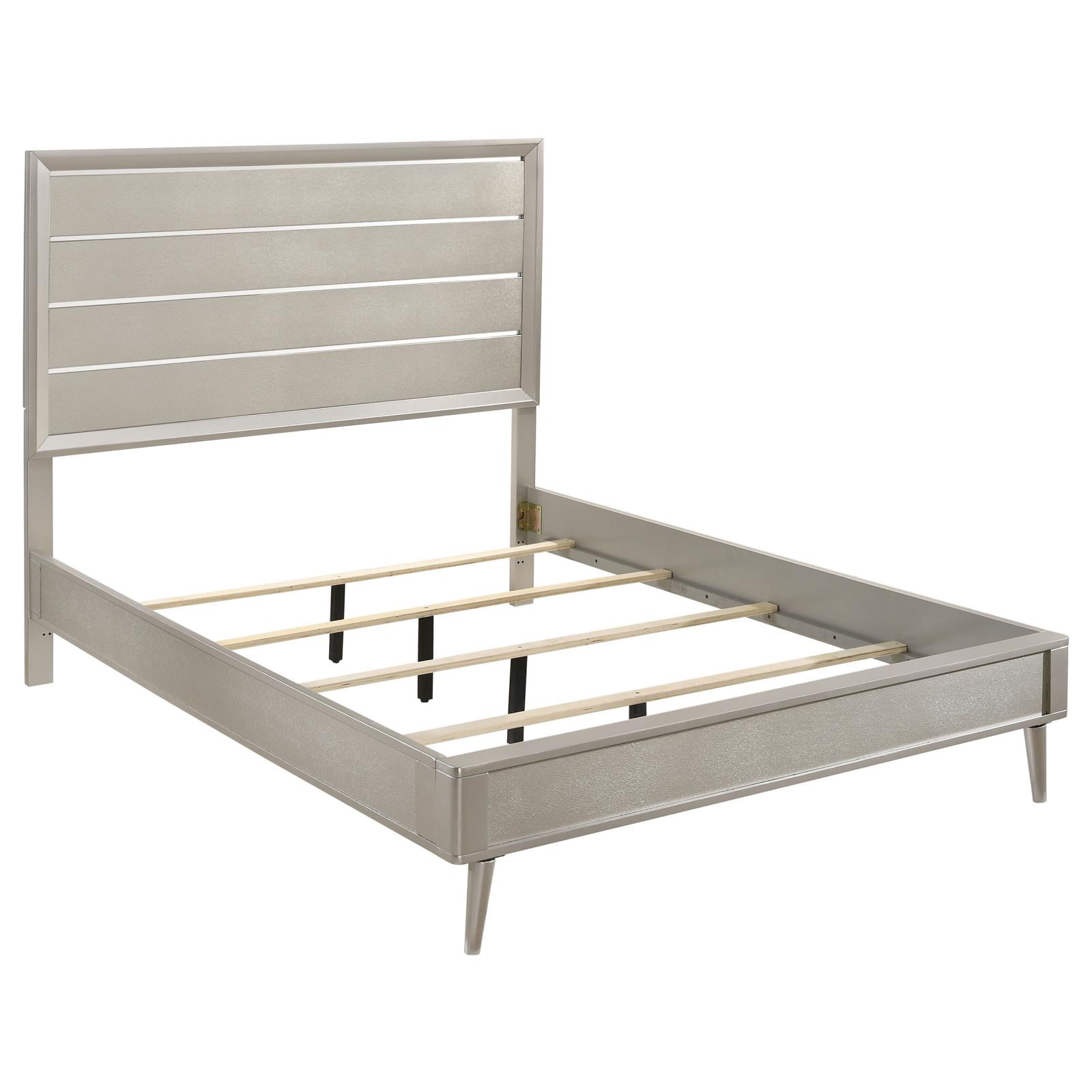 Ramon Eastern King Panel Bed Metallic Sterling - Walmart.com