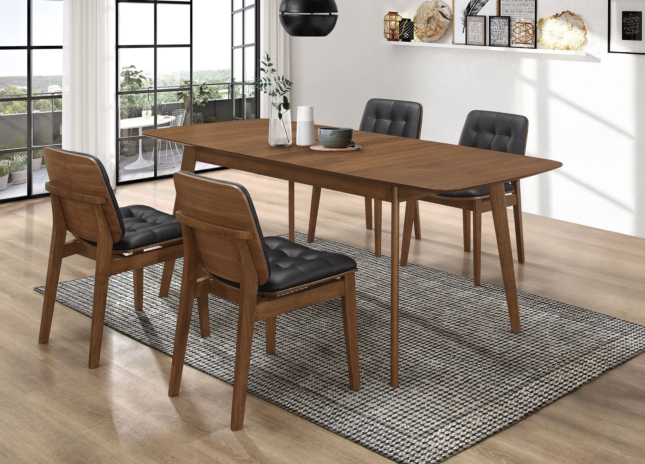 Coaster Redbridge 5-Piece Rectangular Modern Wood Dining Set in Walnut ...