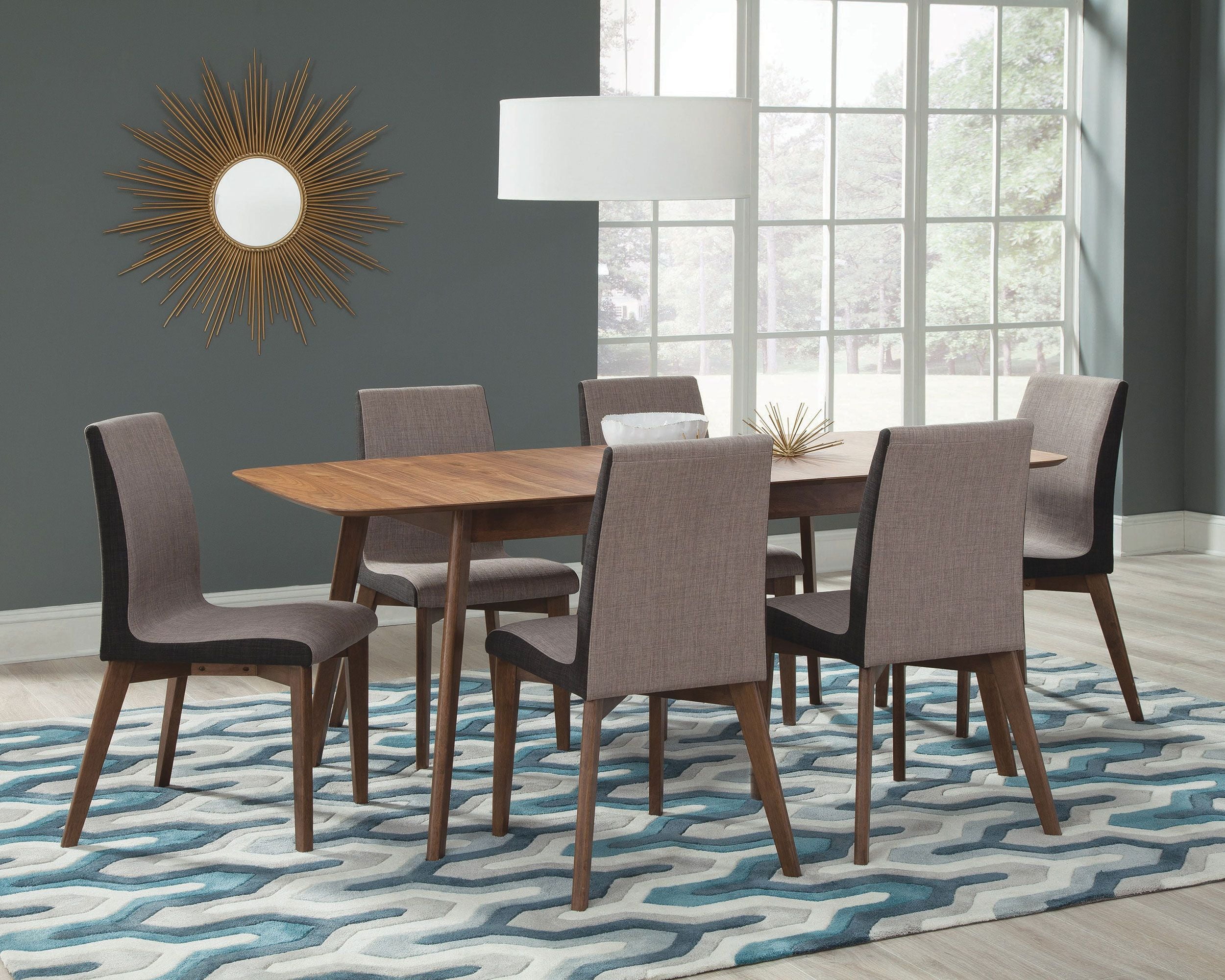 Coaster Redbridge 7-Piece Rectangular Modern Wood Dining Set in Walnut ...