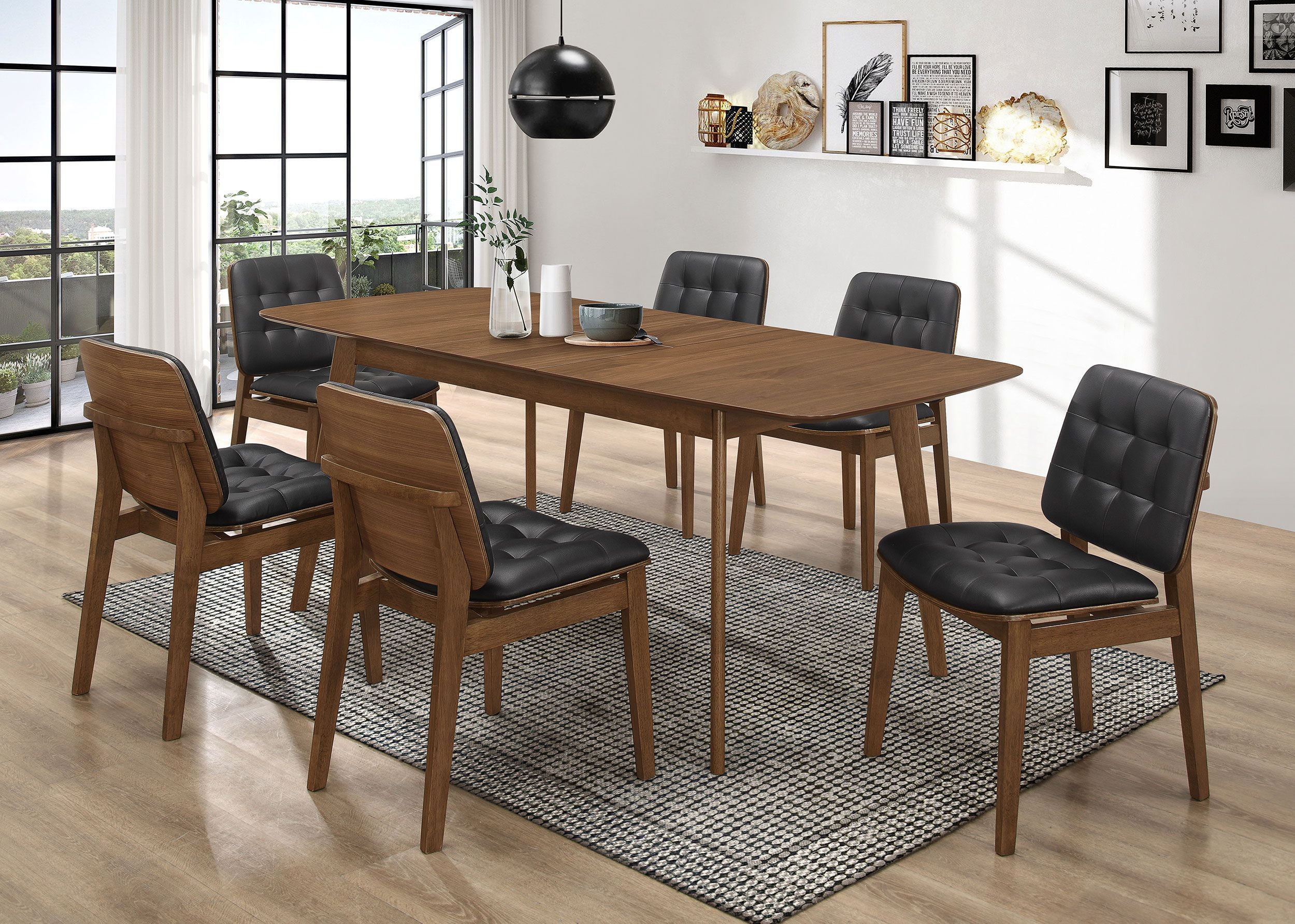 Coaster Redbridge 7-piece Rectangular Modern Wood Dining Set in Black ...