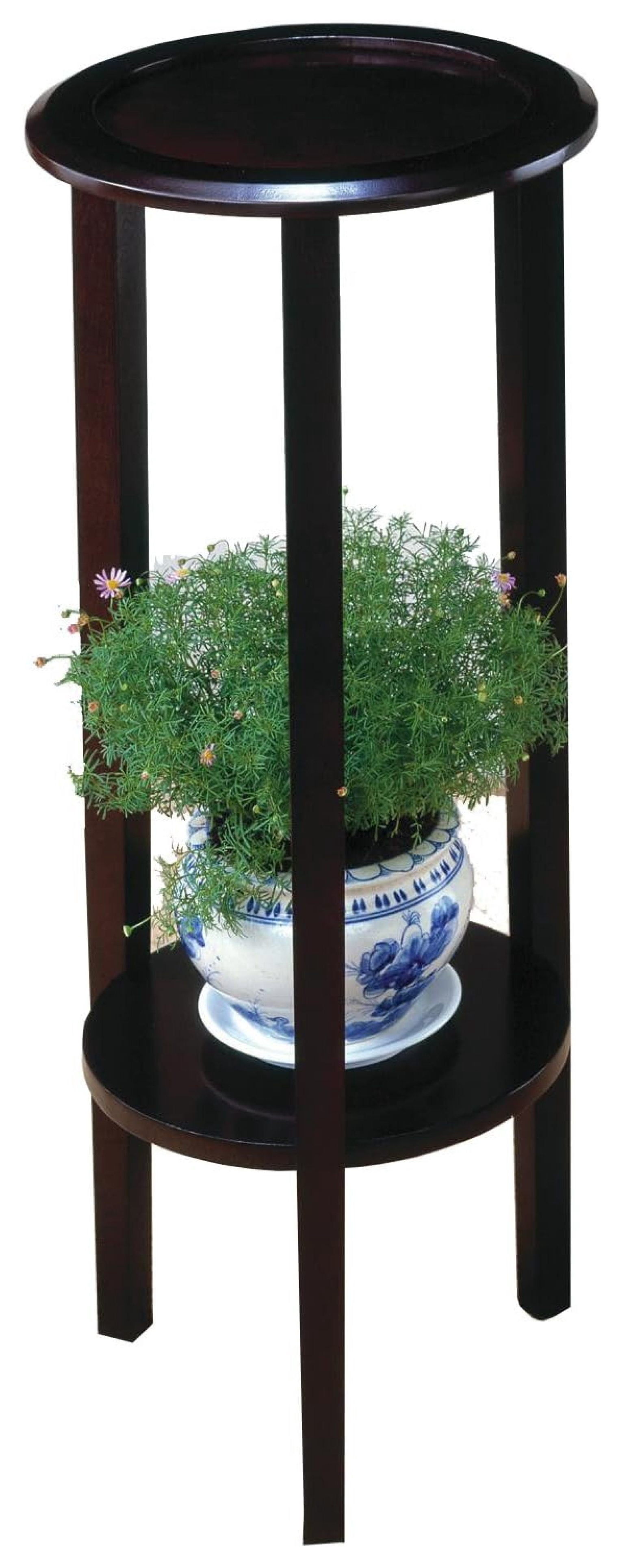 Coaster Round Plant Stand Table with Bottom Shelf, Espresso - Walmart.com