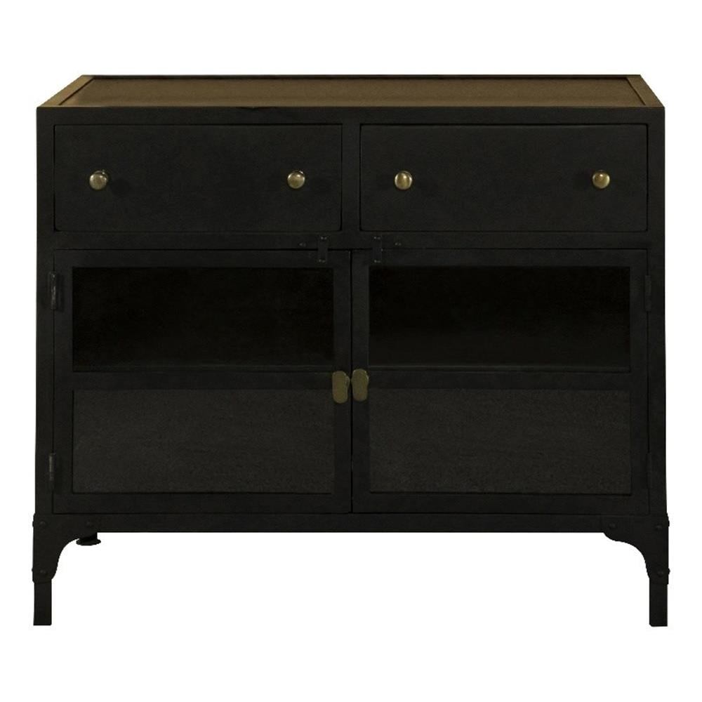 Coaster Sadler 2-drawer Metal Accent Cabinet with Glass Doors Black ...
