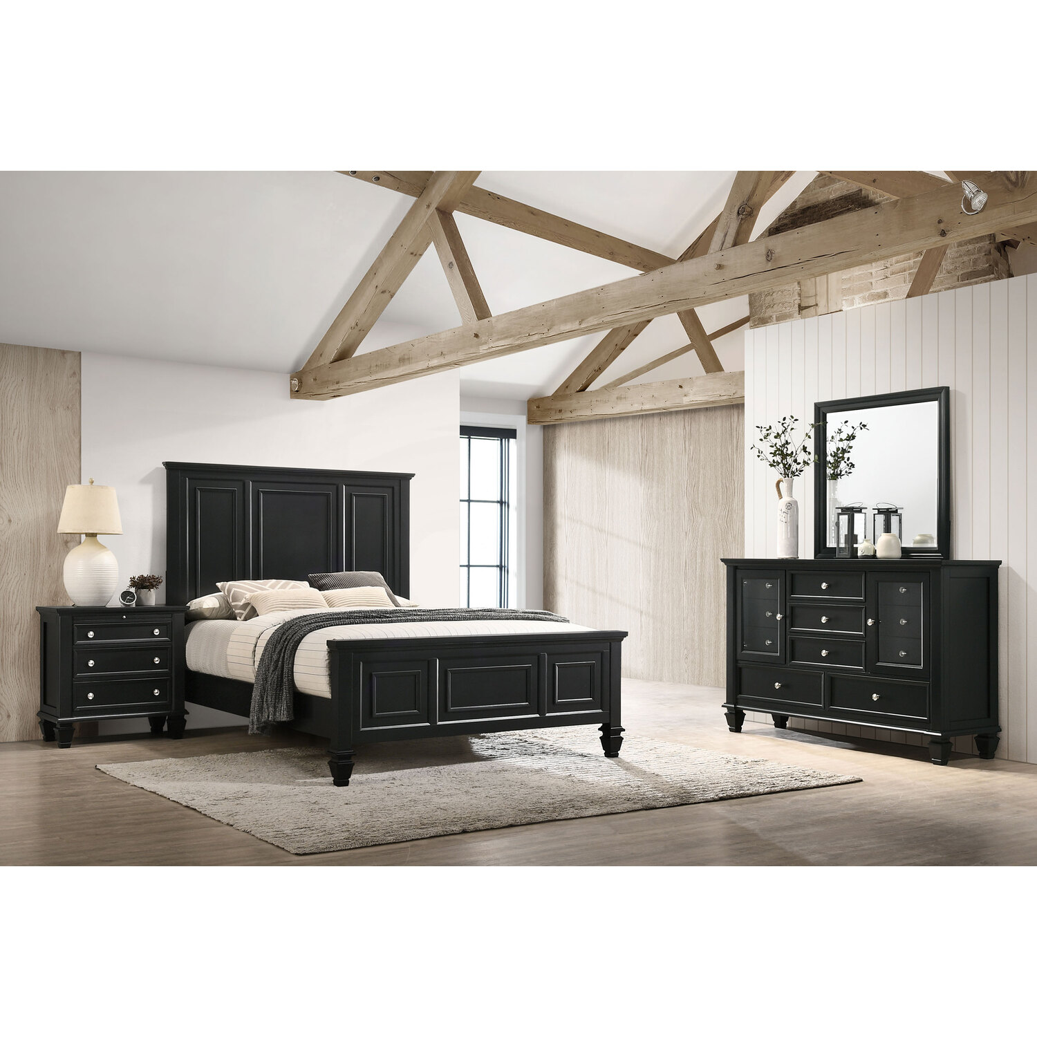 Coaster Sandy Beach 4-Piece Coastal Wood Eastern King Bedroom Set Black ...
