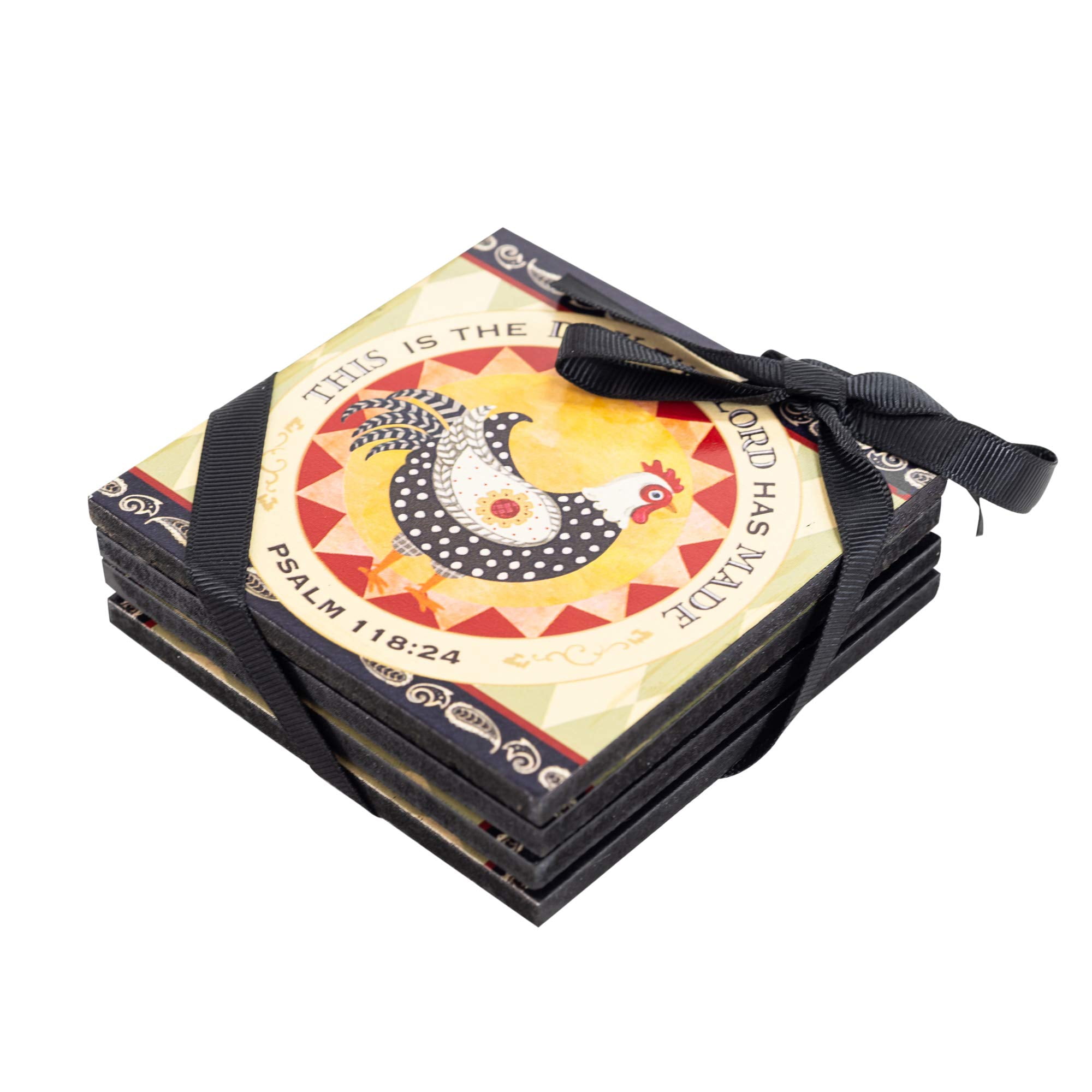 Coaster Set-Rooster Collection-Wooden (4 Pcs) - Walmart.com